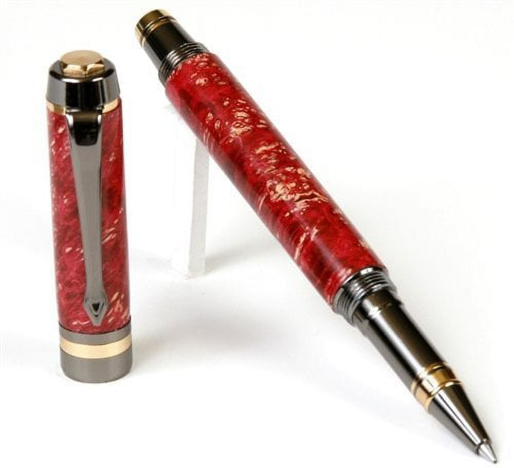 Lanier Pens - Elite Rollerball Pen - Gun Metal Plating- Red Box Elder ...