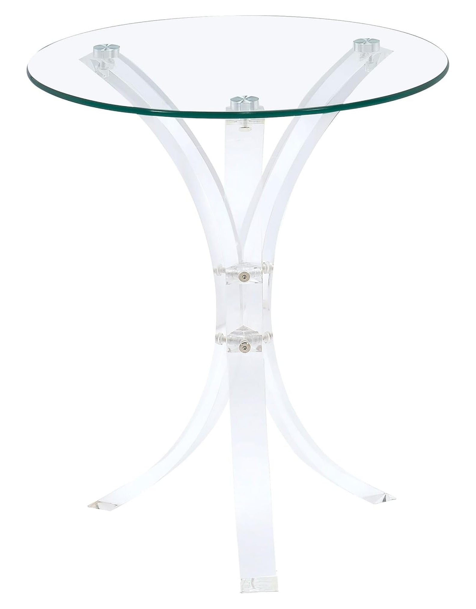 Laning Modern Contemporary Clear Tempered Glass Top Side Table Living ...