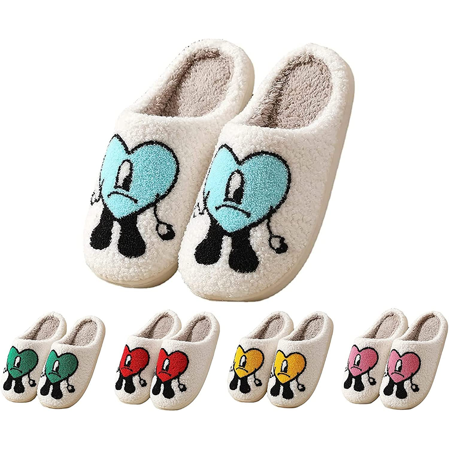 Lankey Bad Bunny Slippers for Women and Men Soft Fluffy Warm Home ...