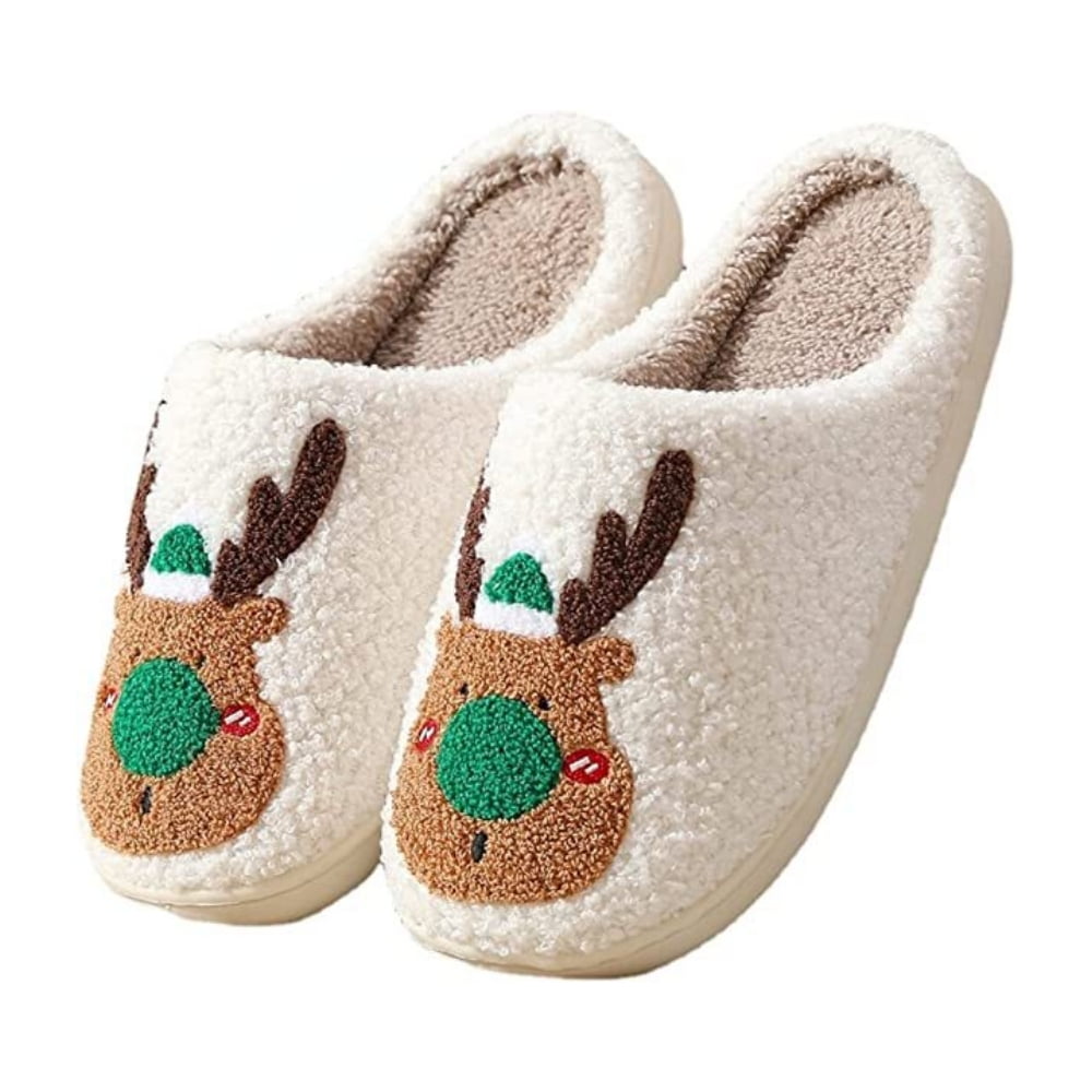 Lankey Women Slippers Christmas Elk Slippers Soft Comfy Deer House ...