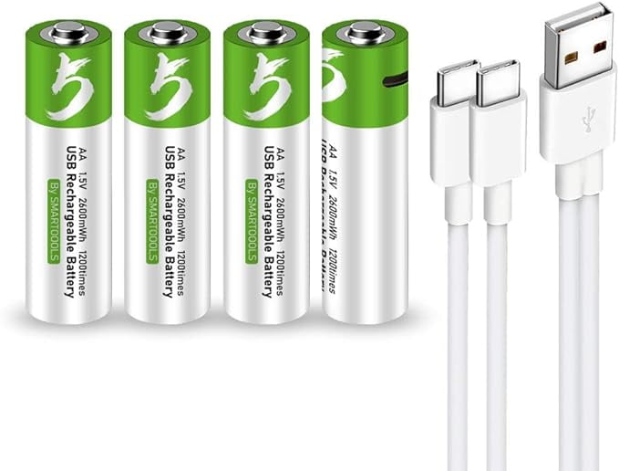 Lankoo USB AA Lithium ion Rechargeable Battery, High Capacity 1.5V ...