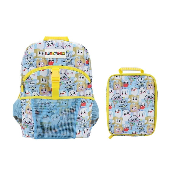Lanky Box Character Collage 2-Piece 16" Premium Backpack & Lunch Box ...