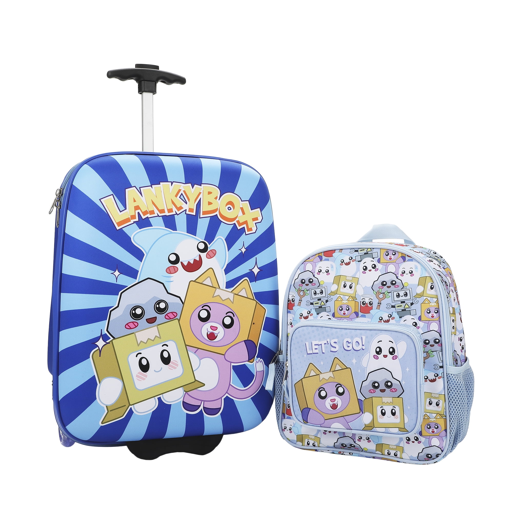 Lanky Box Character Group Shot 2-Piece Youth EVA Wheeled Youth Luggage ...