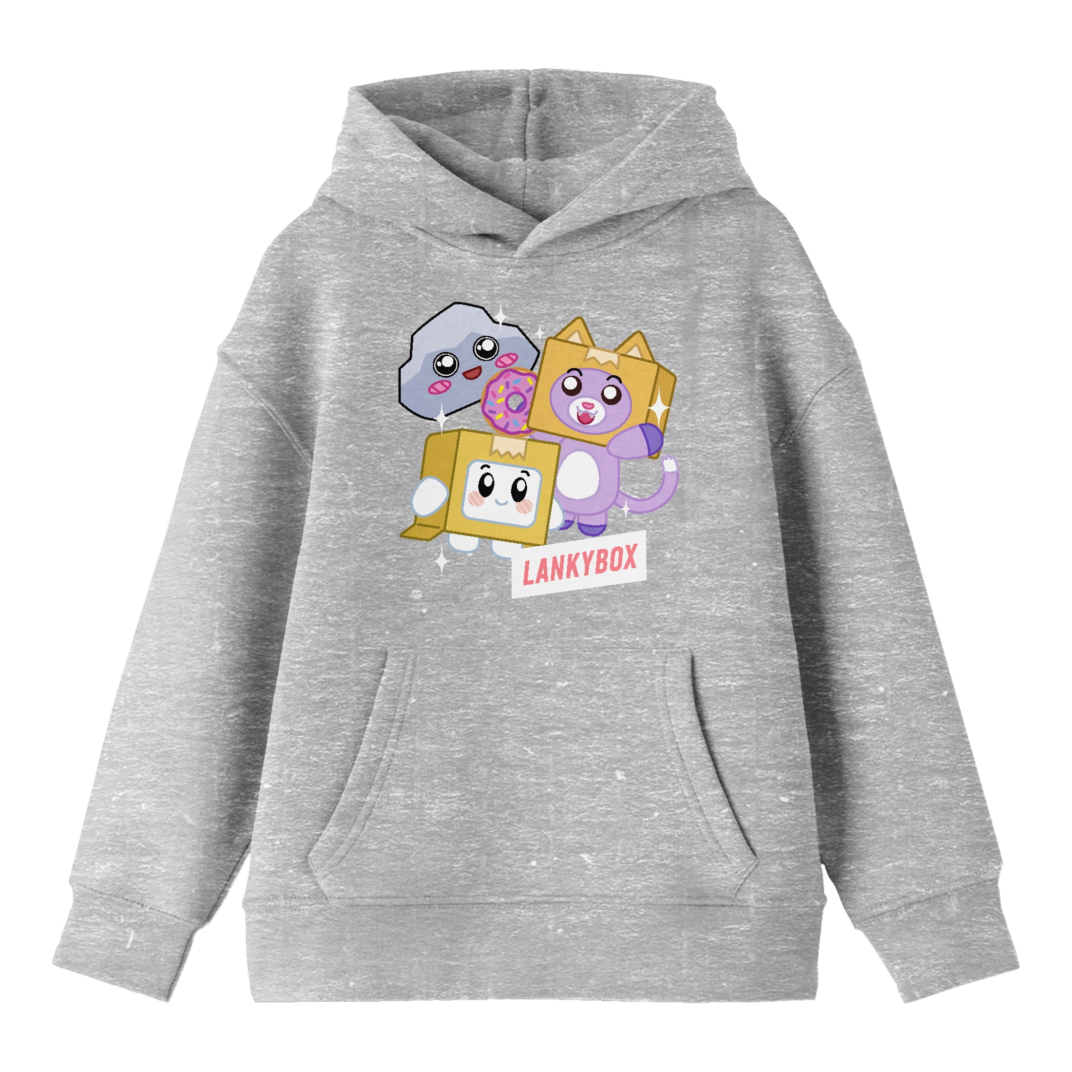 Lanky Box Plush Characters Long Sleeve Athletic Heather Youth Hooded ...