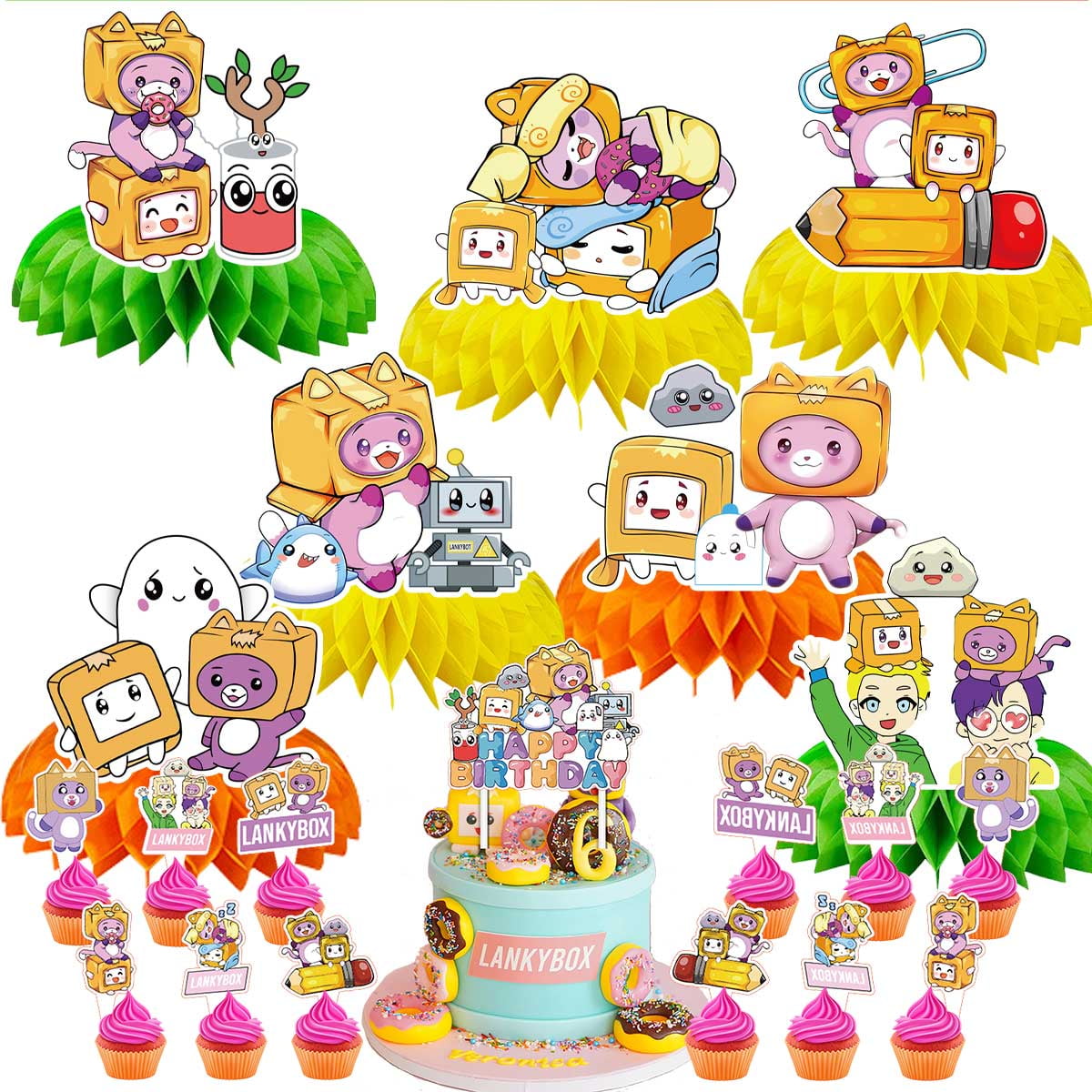 Lanky Party Decor Supplies Honeycomb Centerpieces Table Toppers Cake ...
