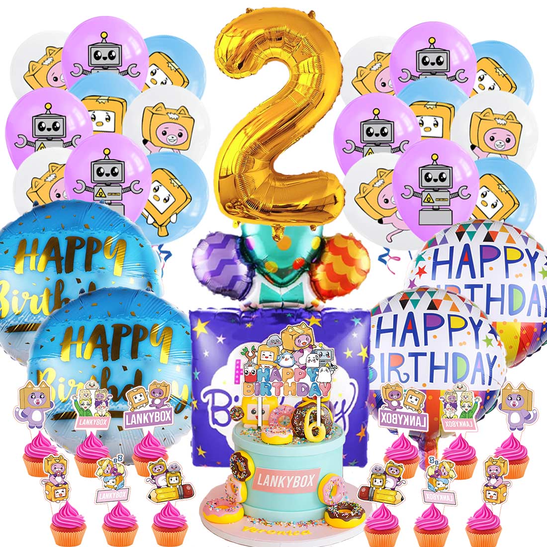 Lanky Party Supplies 2nd Decor Kit Balloons Birthday Cake Topper ...