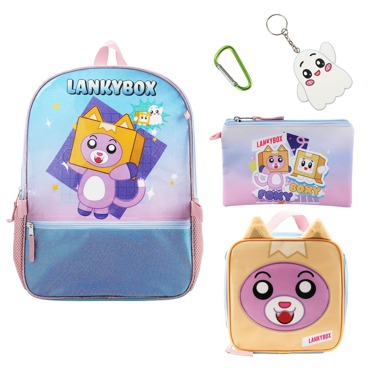 LankyBox 5-Piece 16" Backpack & Lunchbox Set For School & Travel ...