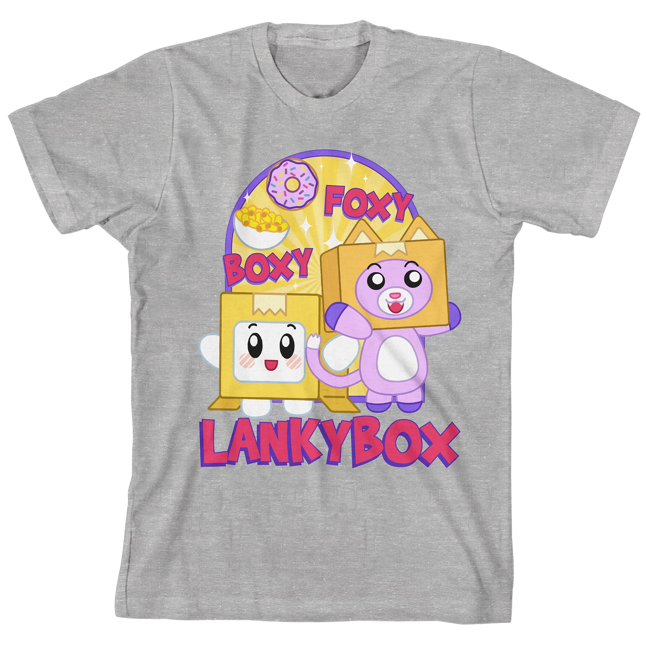 LankyBox Boxy & Foxy Crew Neck Short Sleeve Athletic Heather Boy's T ...