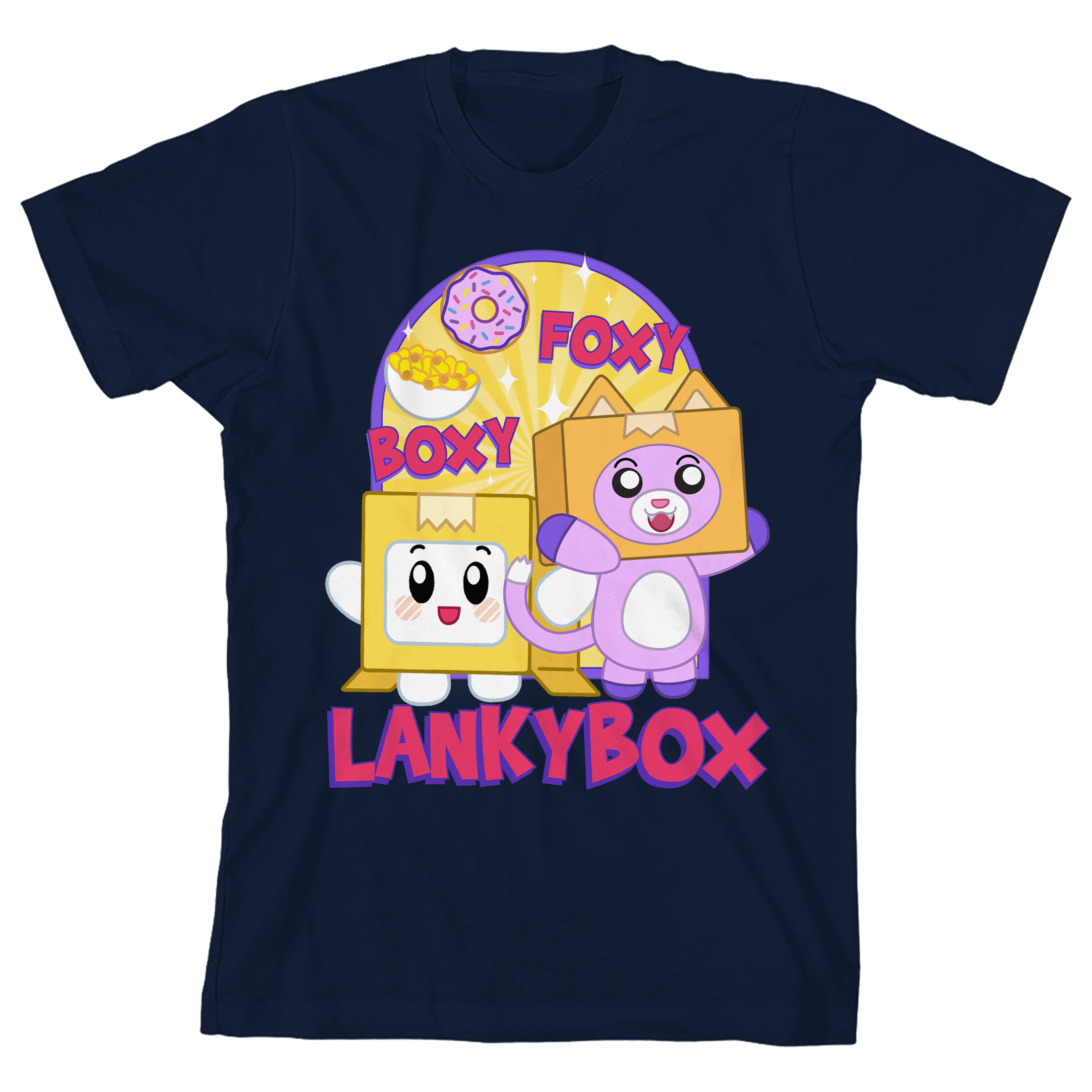 LankyBox Boxy & Foxy Crew Neck Short Sleeve Navy Heather Boy's T-shirt ...