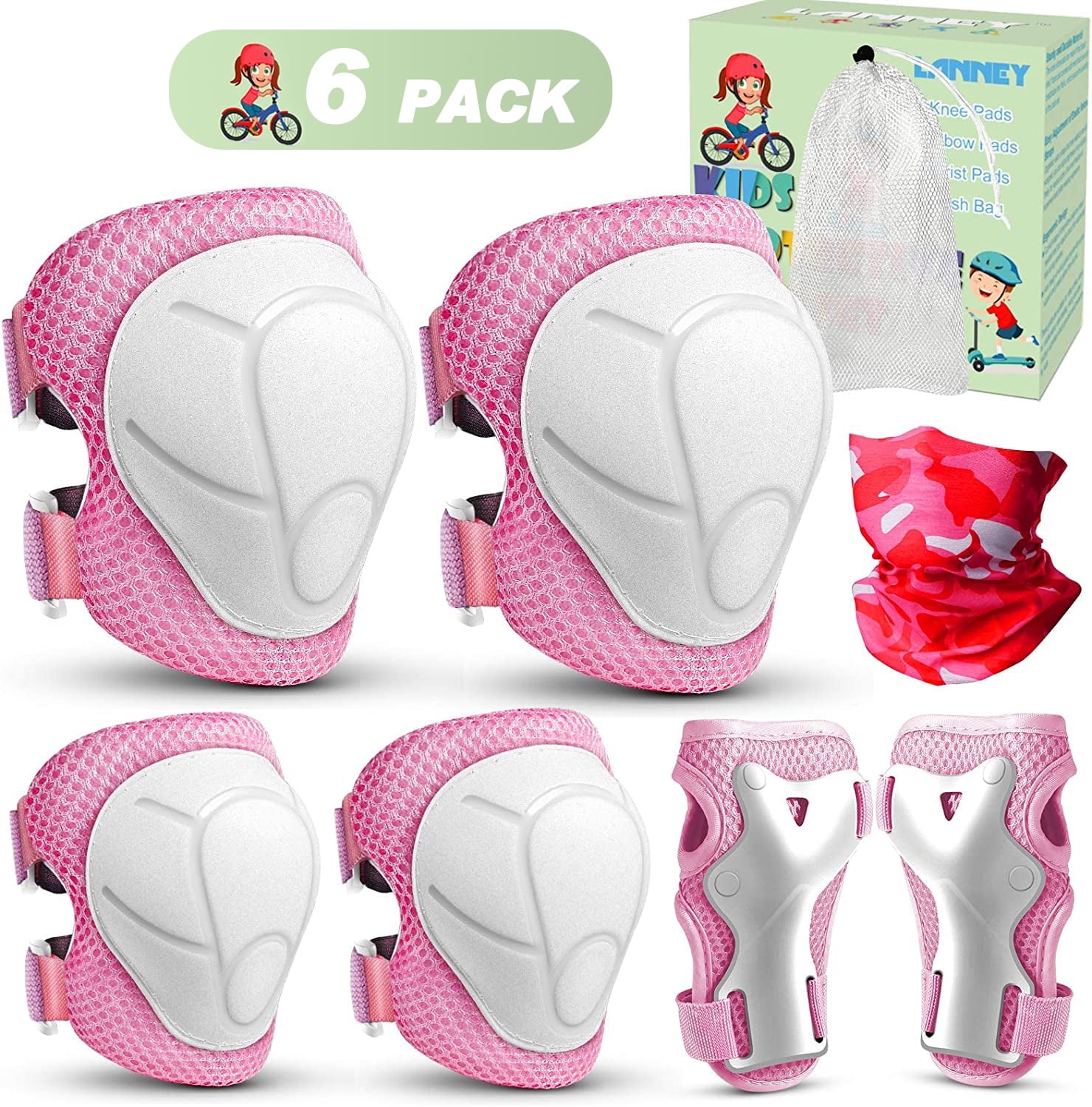 LANNEY Kids Knee Pads and Elbow Pads Set for 3-13 Years, Kids Toddler 3 ...