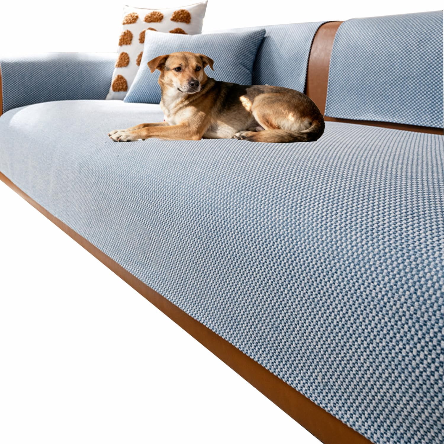 Lanola Pet Sofa Cover,Cotton Linen Sofa Seat Cover,Anti-Slip Striped ...