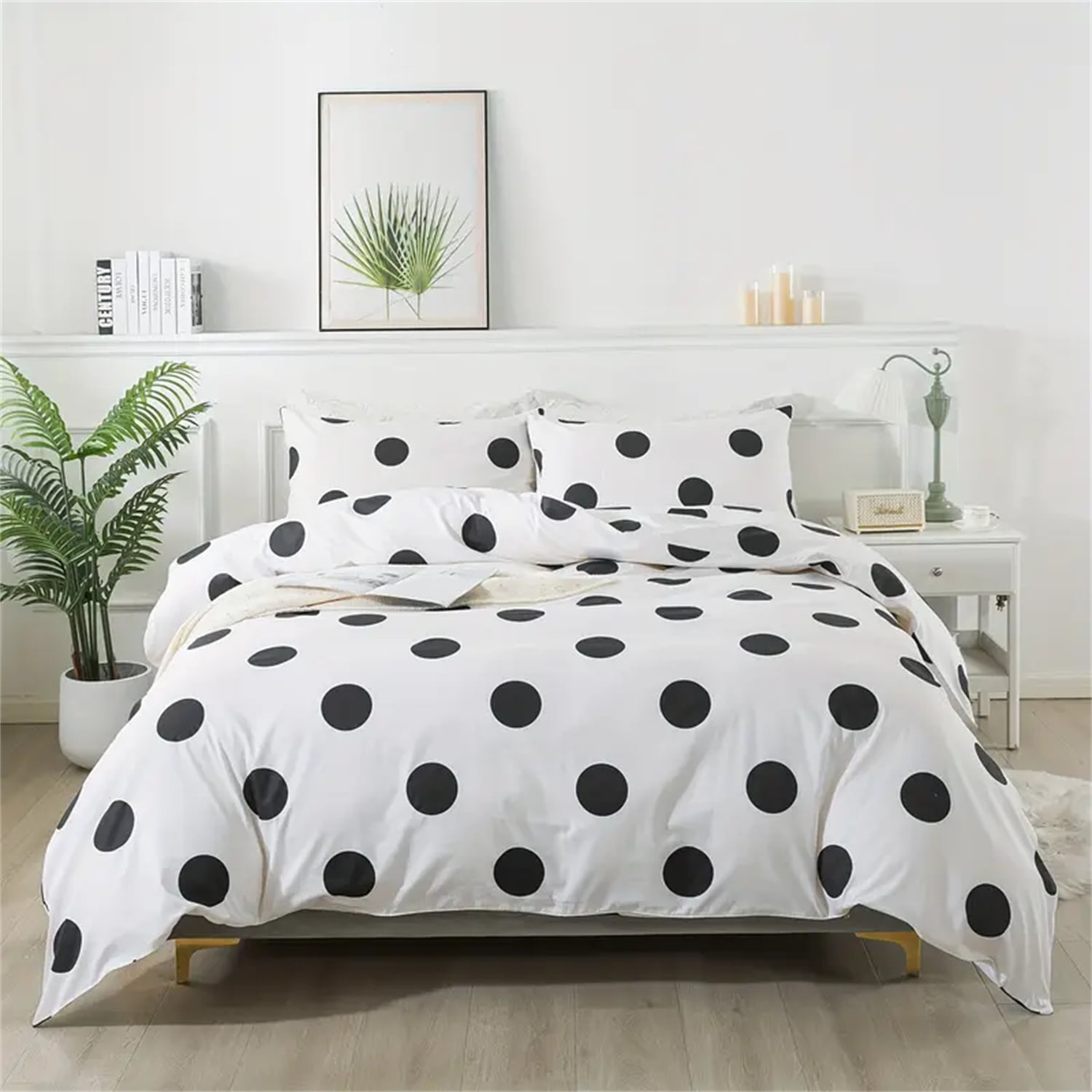 Lanpei Polka Dot Duvet Cover Set 3PCs King, 100% Washed Cotton ...