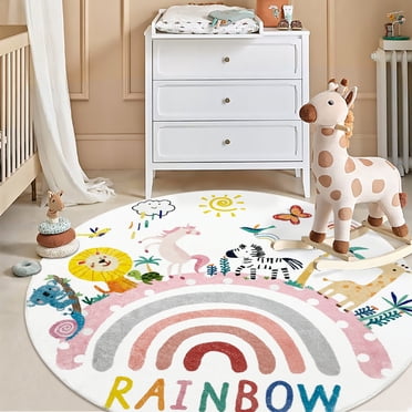 Paco Home Kids Rug with Jungle Animals - Giraffe Lion Monkey Zebra in ...