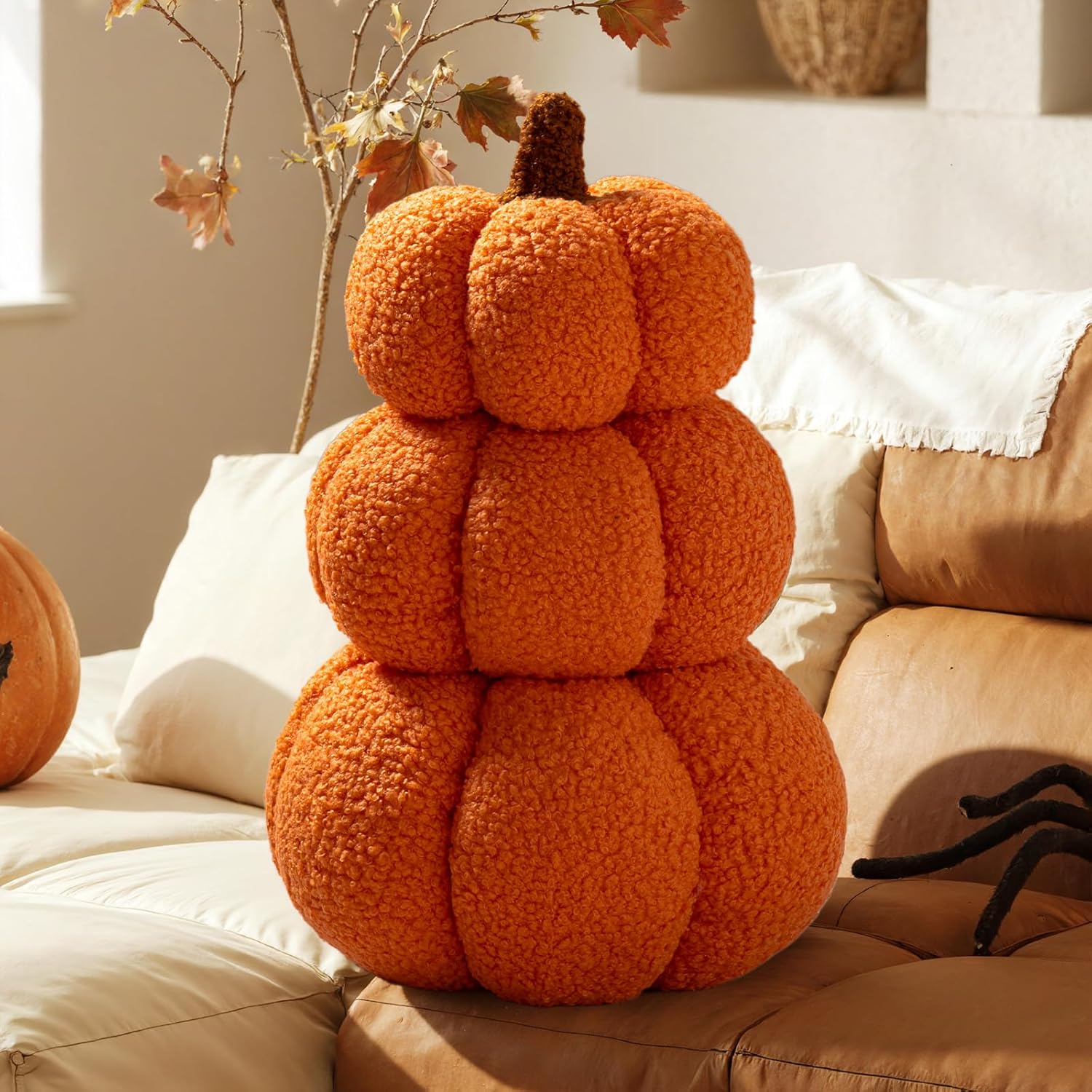 Lanpn Fall Pumpkin Pillows Set of 2, Halloween Decoration Plush Throw ...