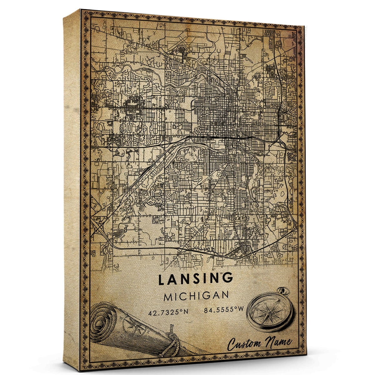 Lansing Map Poster, Michigan Map Art Poster, Canvas, Lansing Map City ...