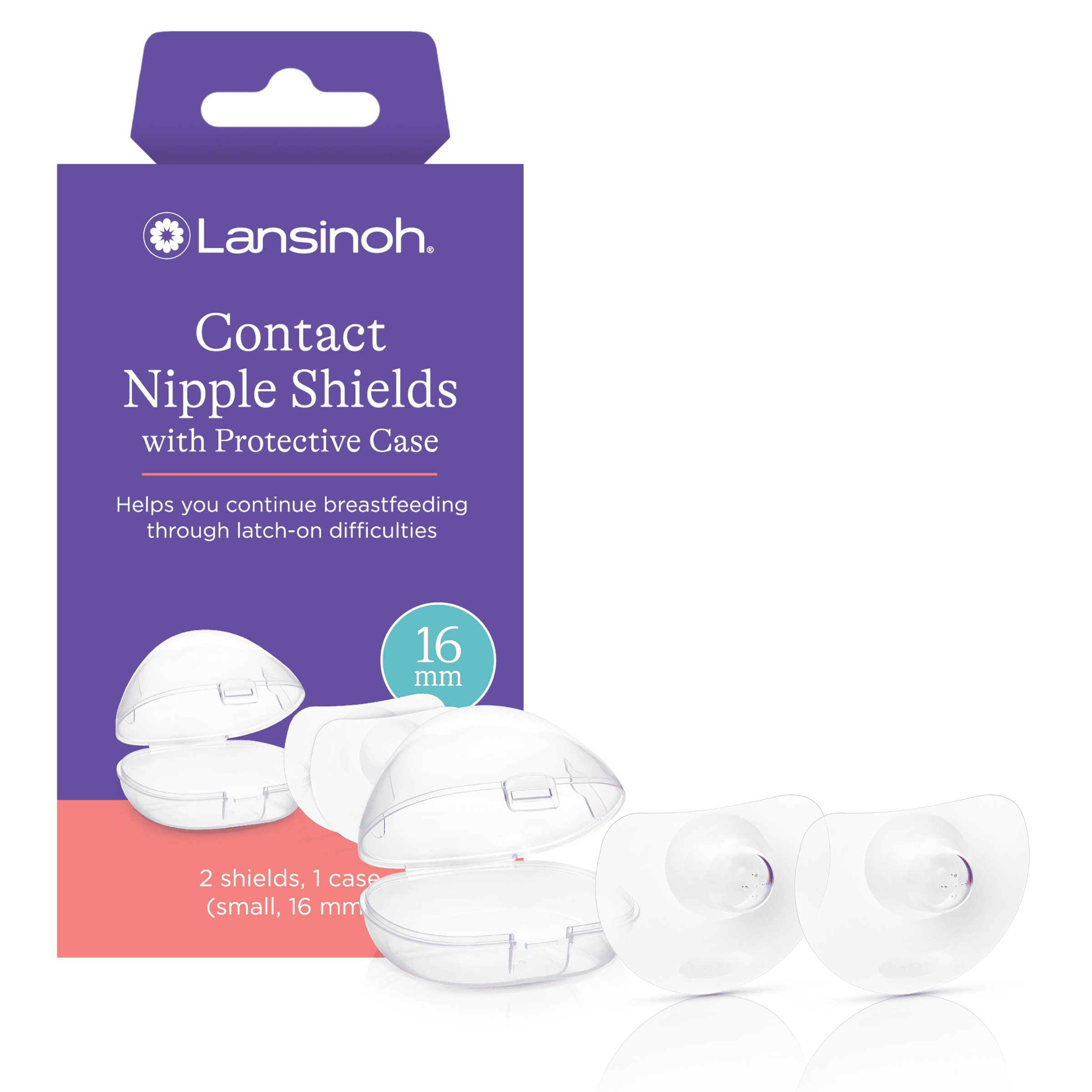 Lansinoh Contact Nipple Shields, 2 Nipple Shields (16mm) and Case HSA ...