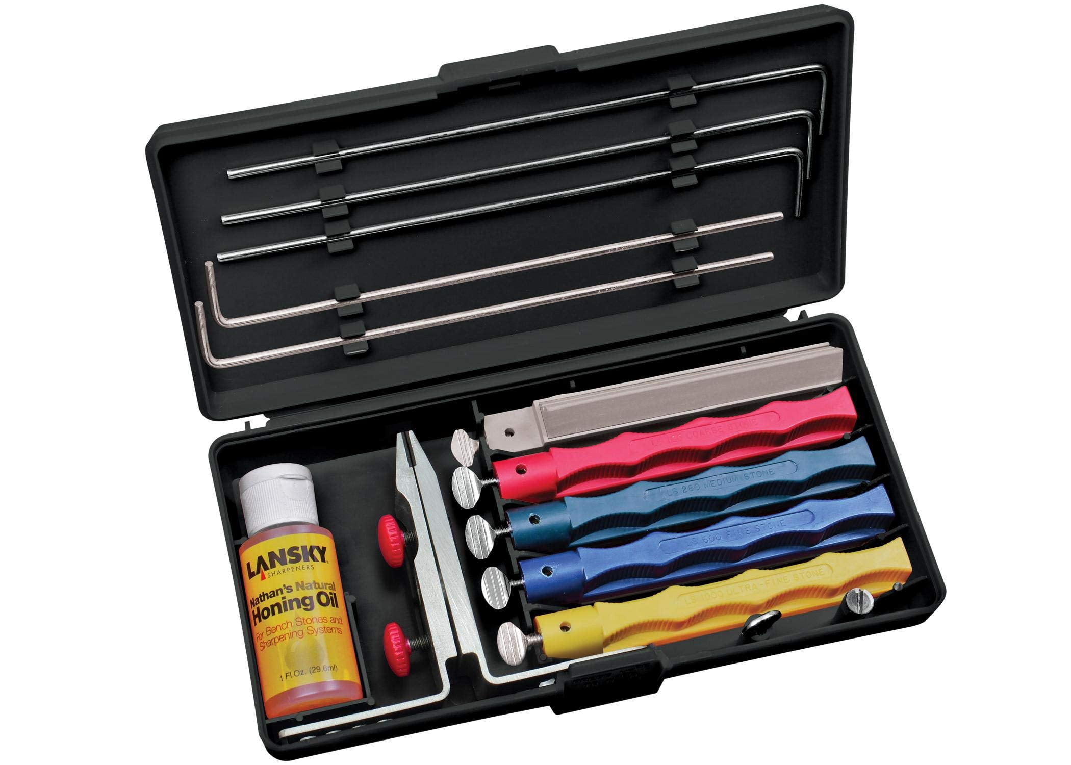 Lansky Professional Sharpening System, 5 Hone Stones + Guide Rods + Oil ...