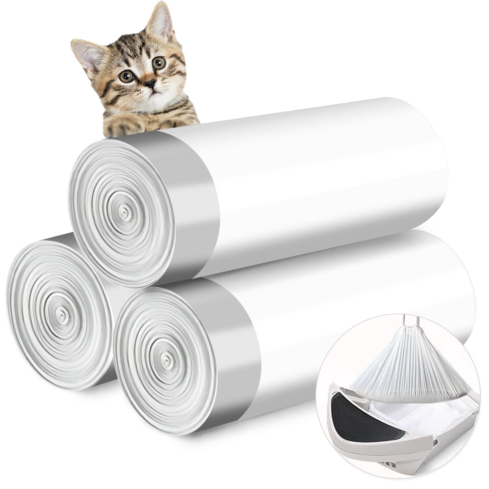 Lanswood Cat Litter Bags 60 Count Thickened Waste Bags Compatible With ...