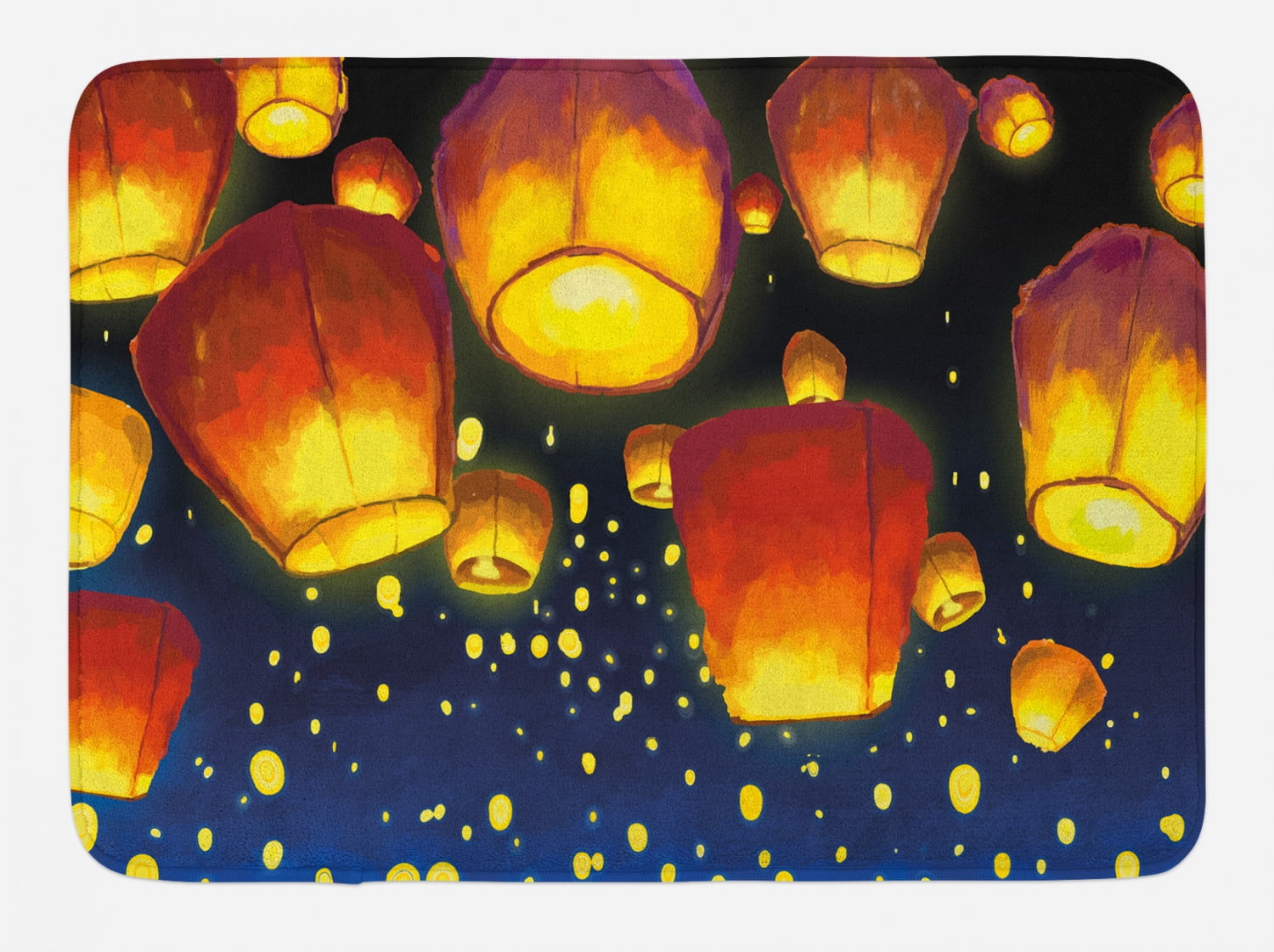 Lantern Bath Mat, Floating Fanoos like Devices on Sky Festive ...