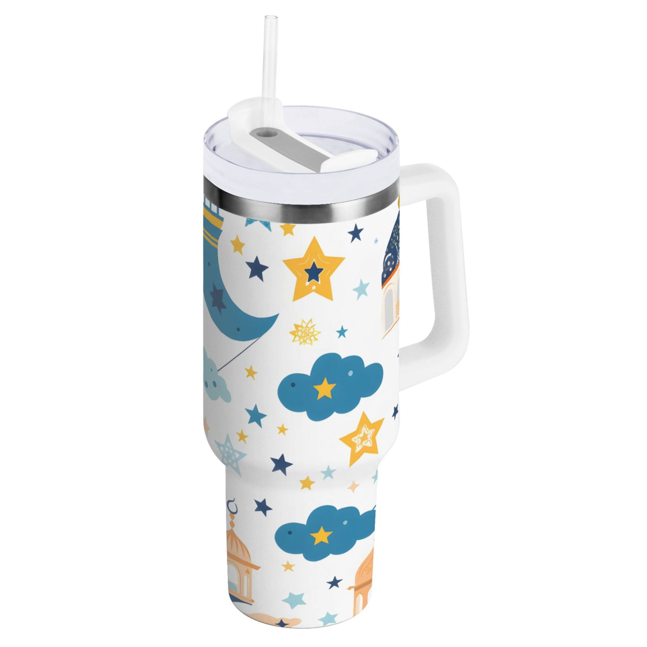 Lantern Cloud Star Moon Tower 40 oz Tumbler with Handle and Straw Lid ...