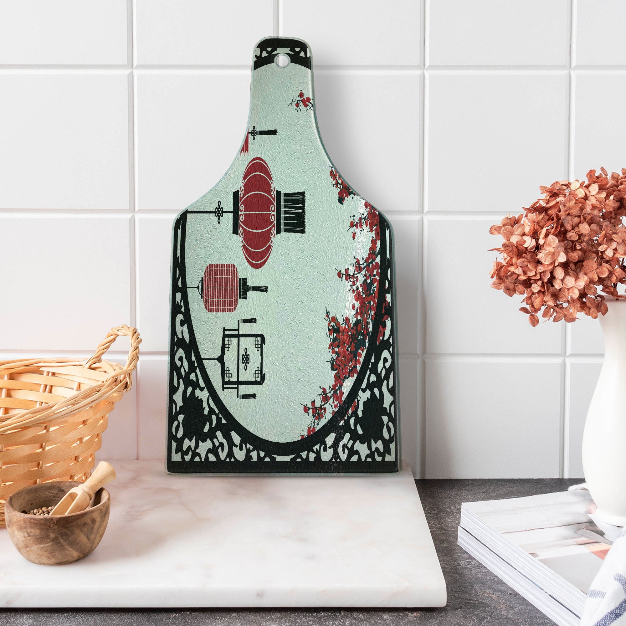 Lantern Cutting Board, Lanterns with Japanese Sakura Cherry Blossom ...