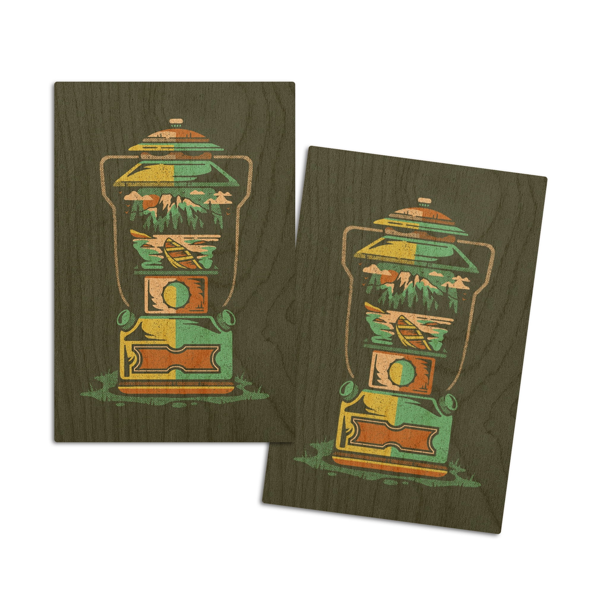 Lantern, Distressed Vector (4x6 Birch Wood Postcards, 2-Pack Stationary ...