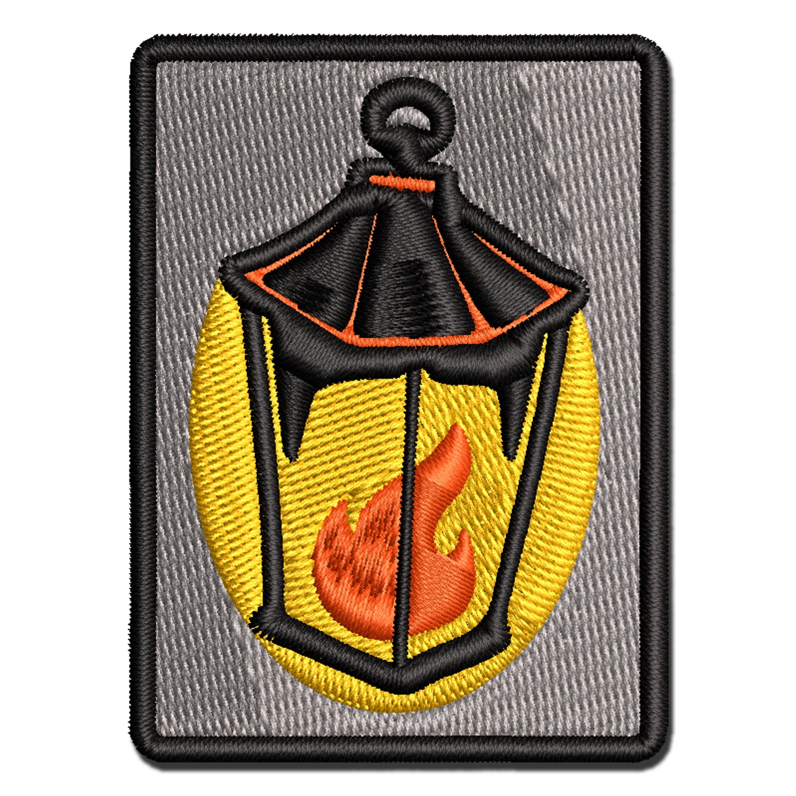 Lantern Lamp with Fire Applique Multi-Color Embroidered Hook & Loop ...
