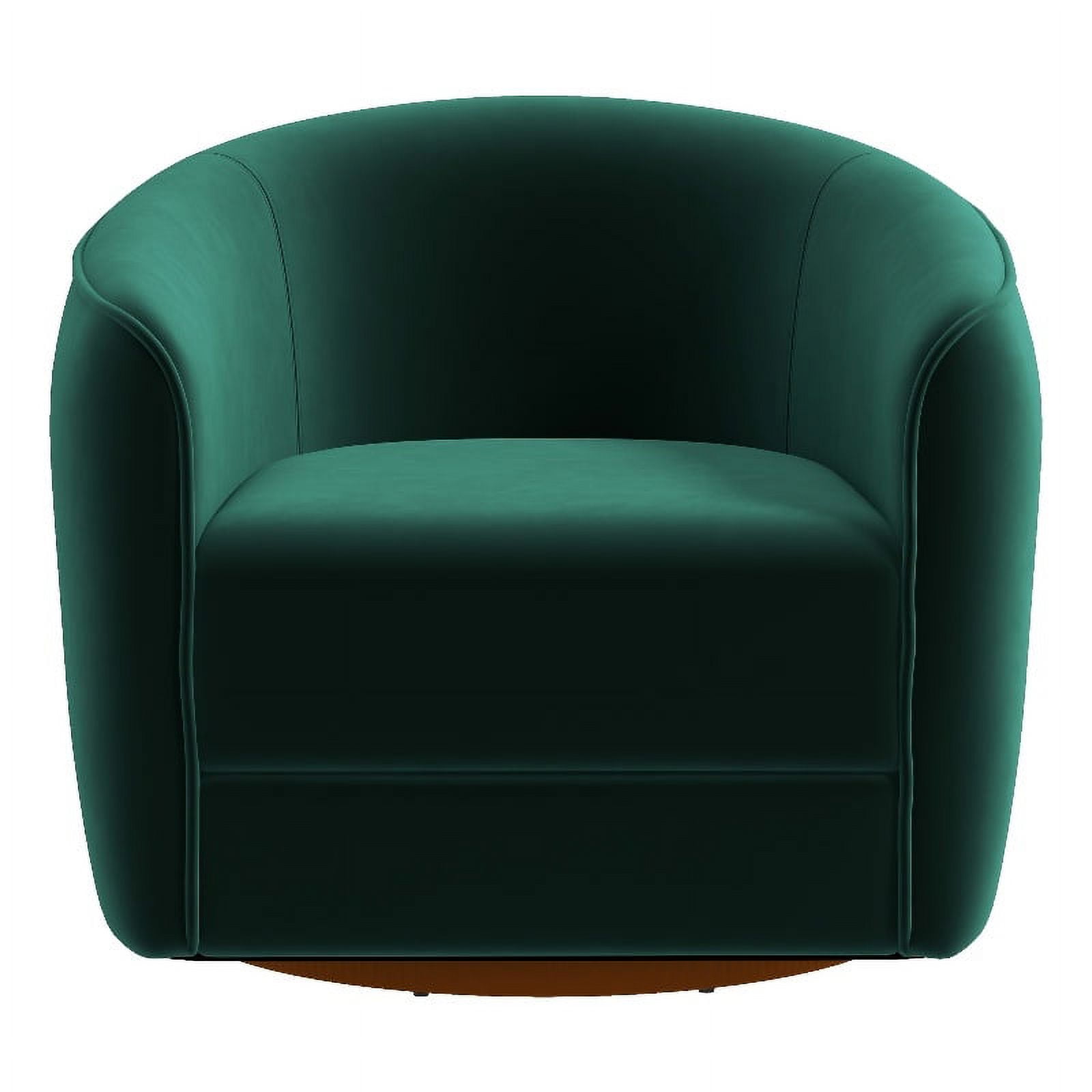 Lantern Mid-Century Modern Round Back Green Velvet Swivel Chair ...