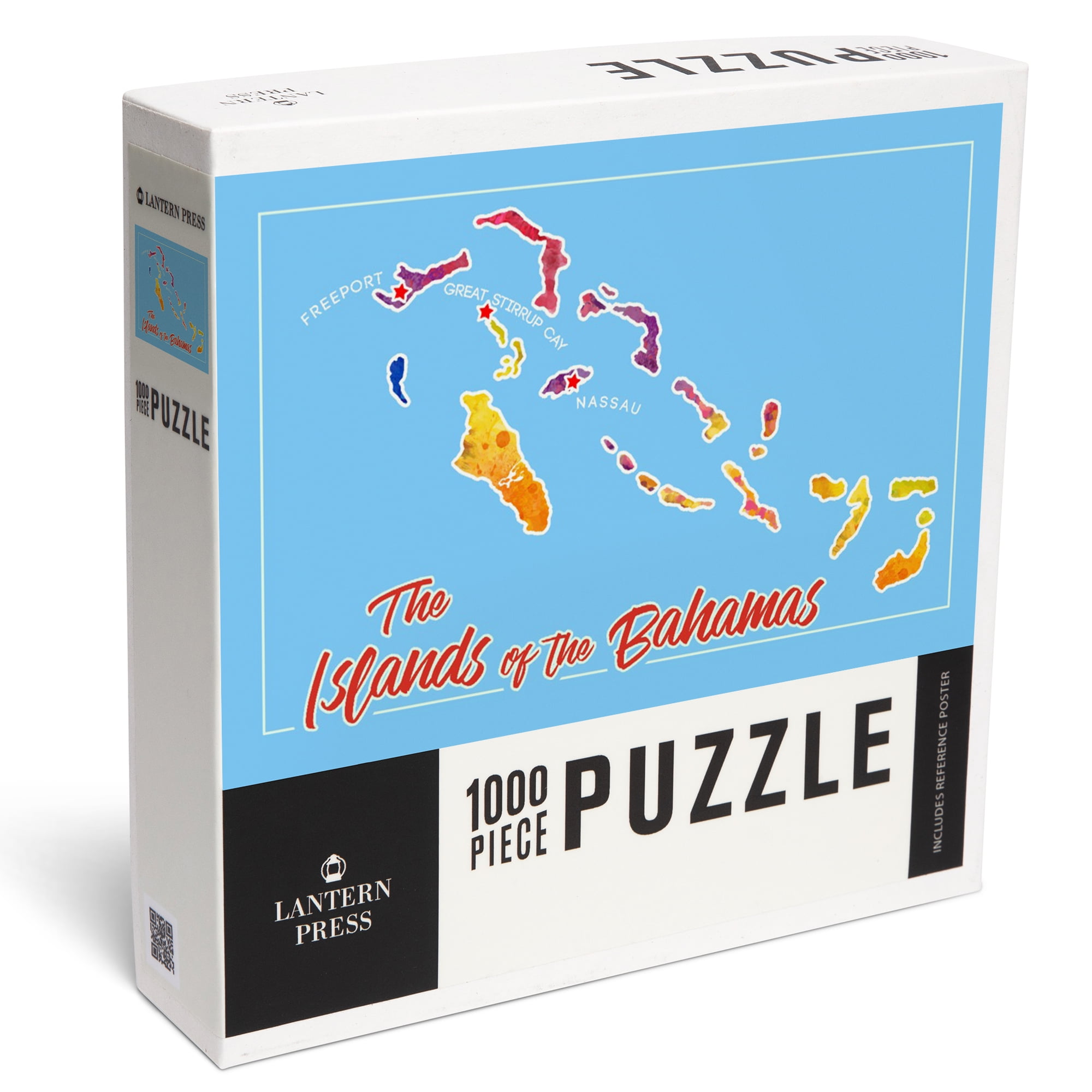 Lantern Press 1000 Piece Jigsaw Puzzle, Bahamas, Colorful Map of the ...