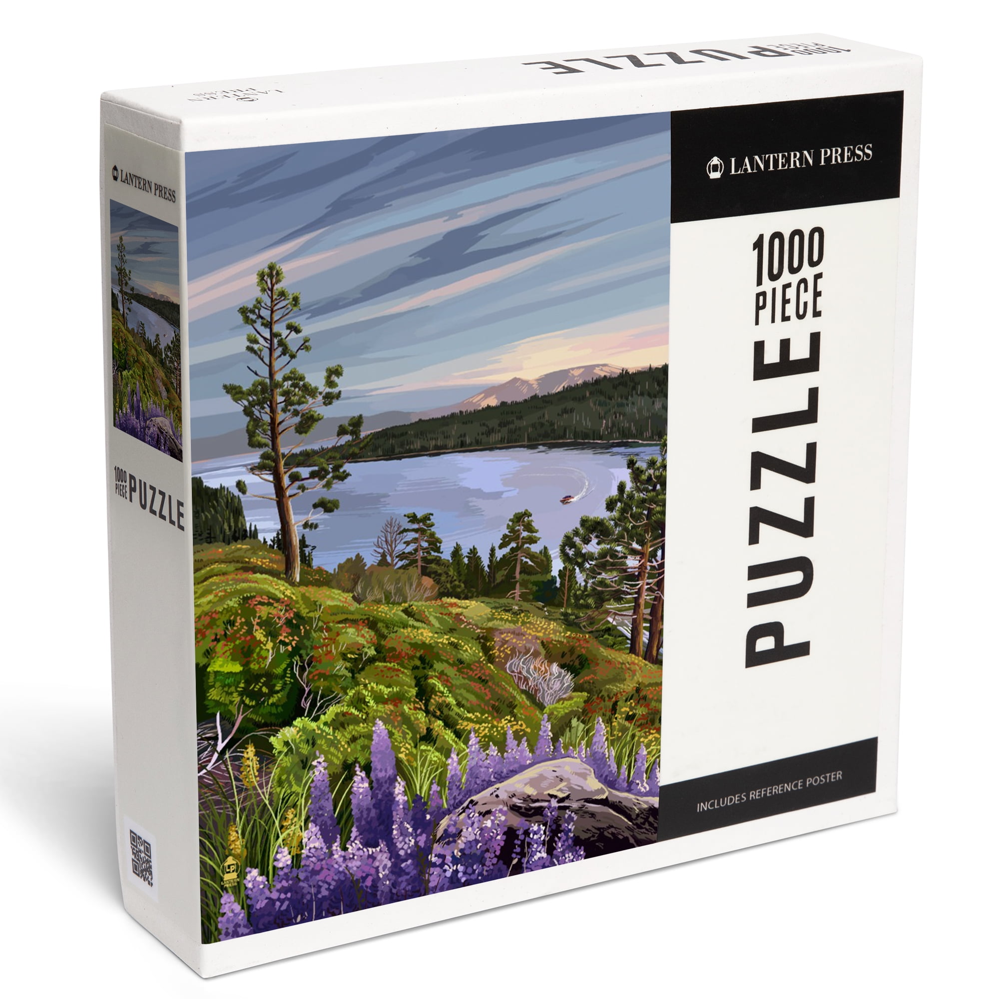 Lantern Press 1000 Piece Jigsaw Puzzle, Lake Hillside with Purple Phlox ...