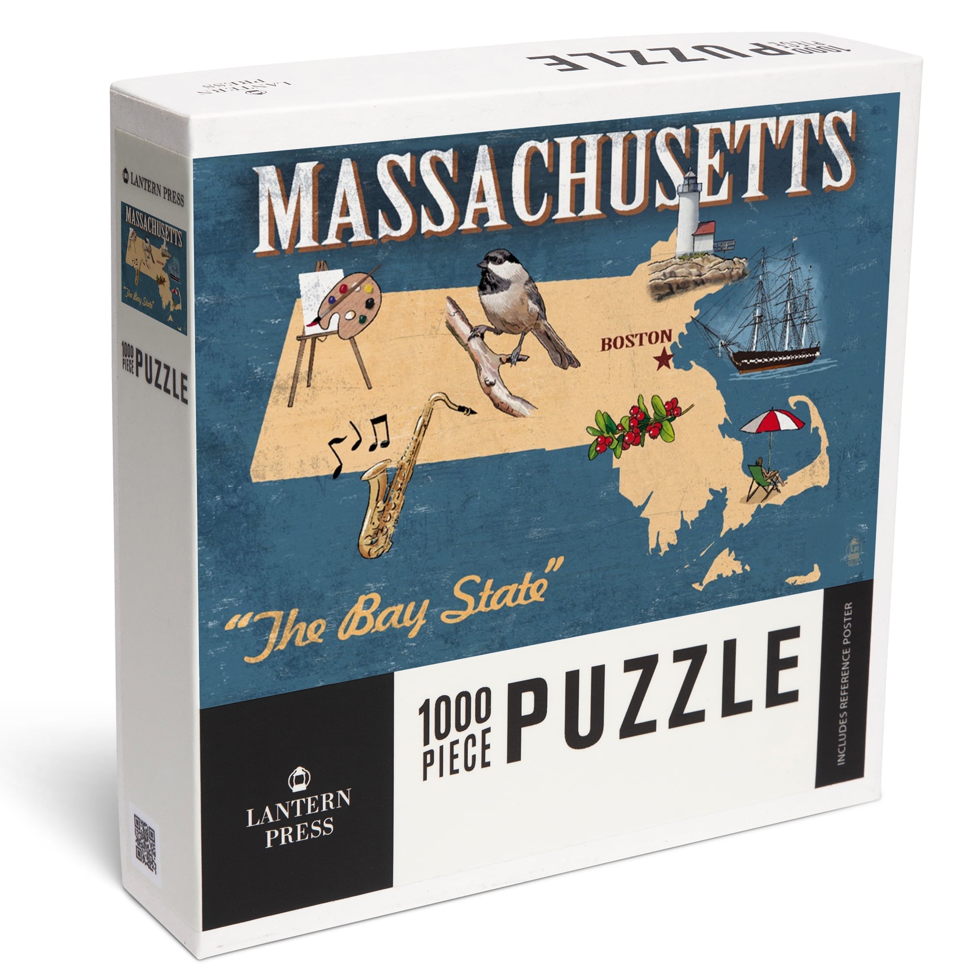 Lantern Press 1000 Piece Jigsaw Puzzle, Massachusetts, State Icons ...