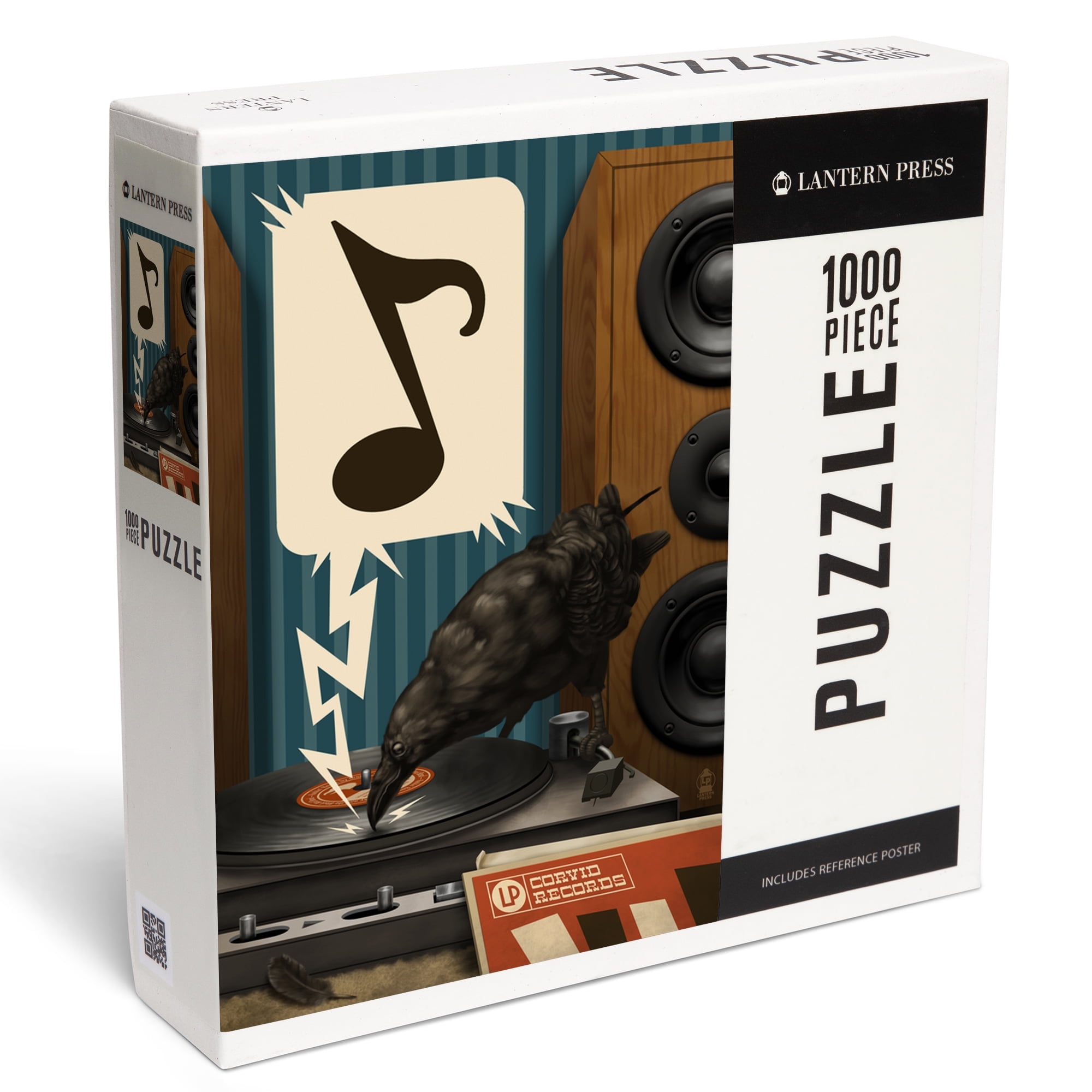 Lantern Press 1000 Piece Jigsaw Puzzle, Raven and Record Player ...