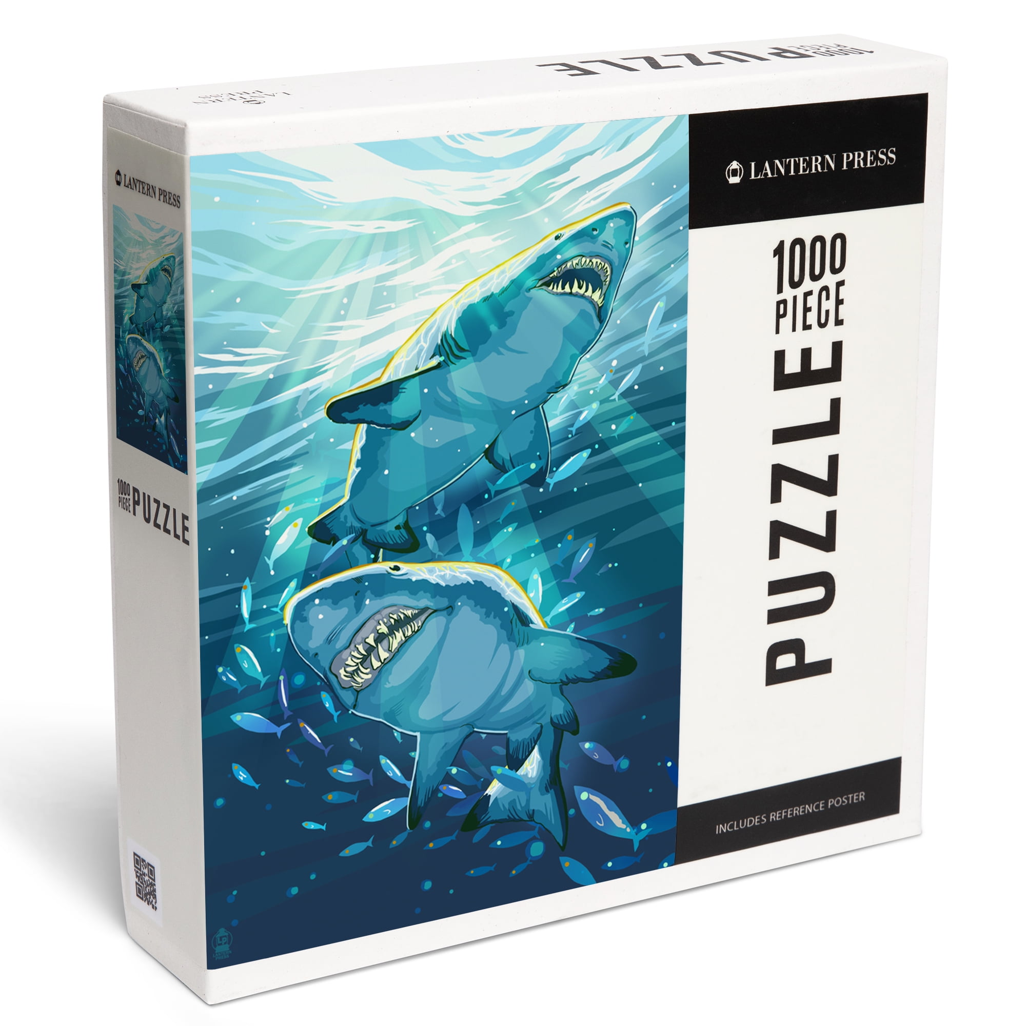 Lantern Press 1000 Piece Jigsaw Puzzle, Stylized Tiger Sharks - Walmart.com