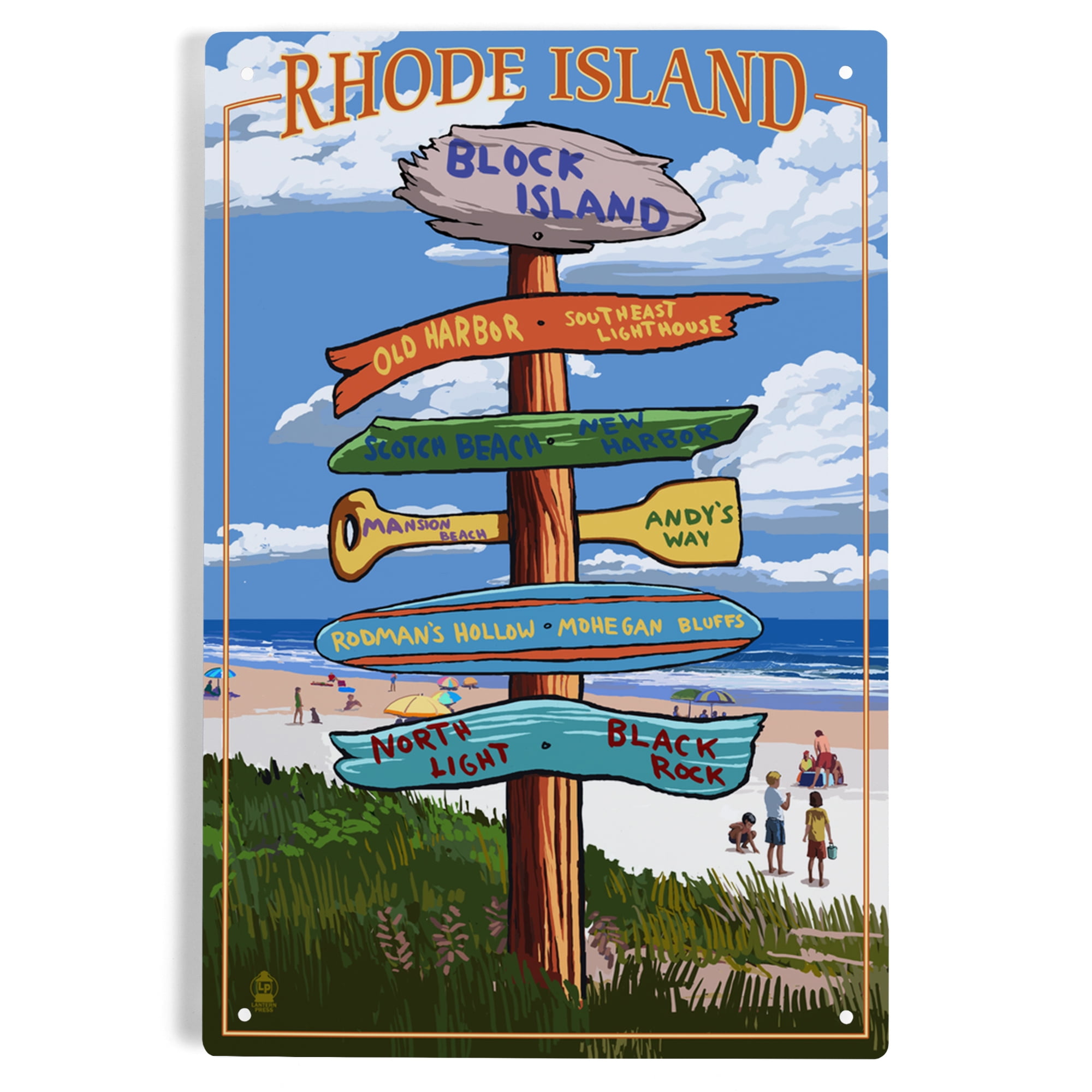 Lantern Press 6x9 Inch Metal Sign, Block Island, Rhode Island, Sign ...
