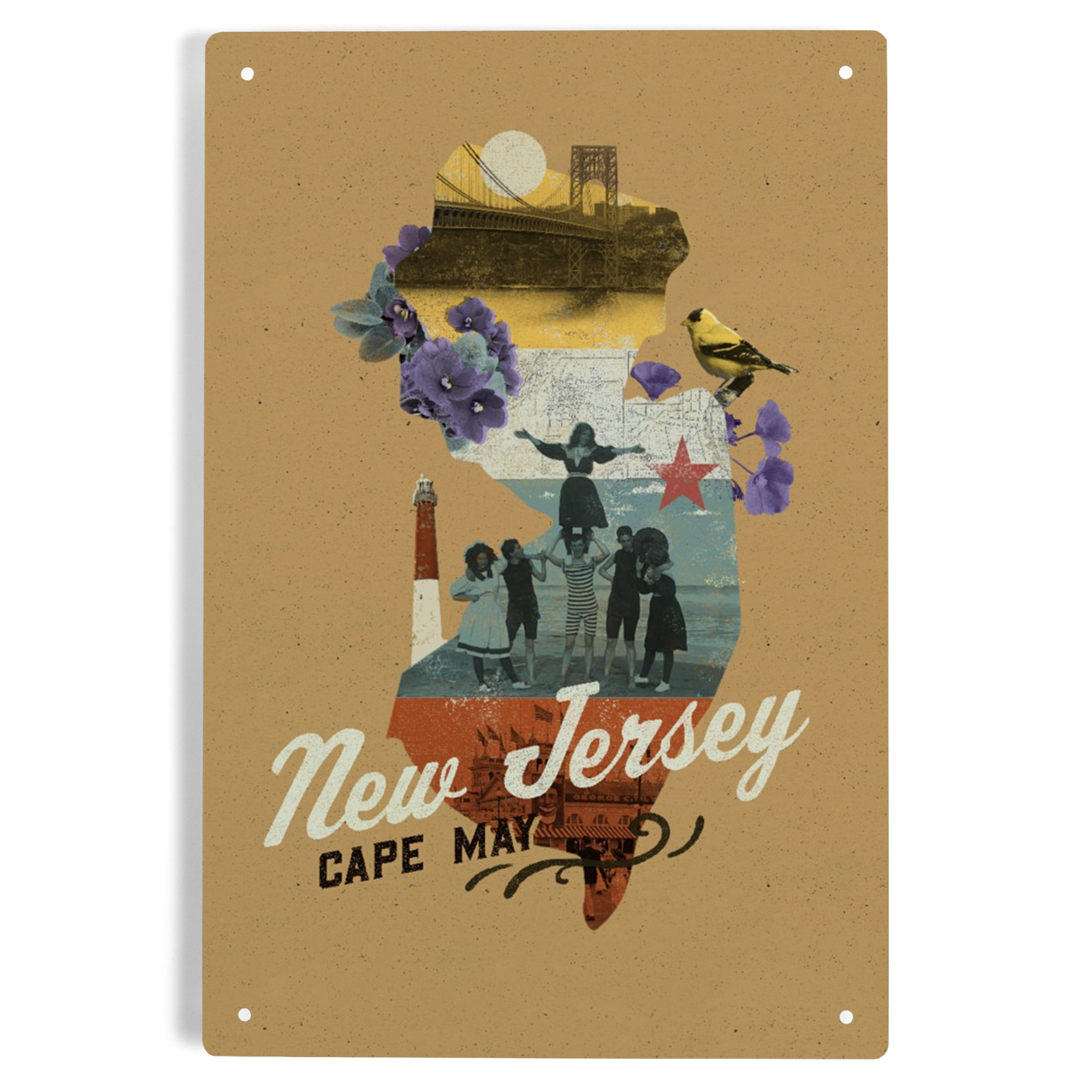 Lantern Press 6x9 Inch Metal Sign, Cape May, New Jersey, State ...