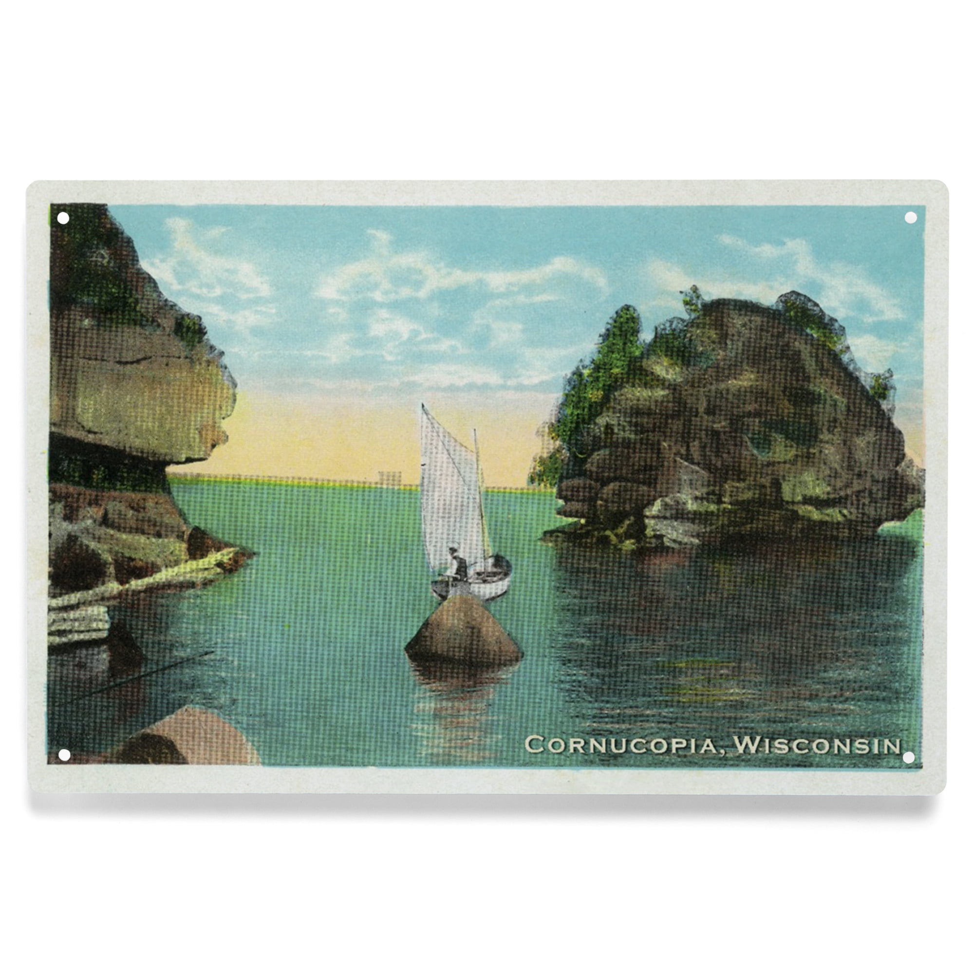 Lantern Press 6x9 Inch Metal Sign, Cornucopia, Wisconsin, Apostle ...