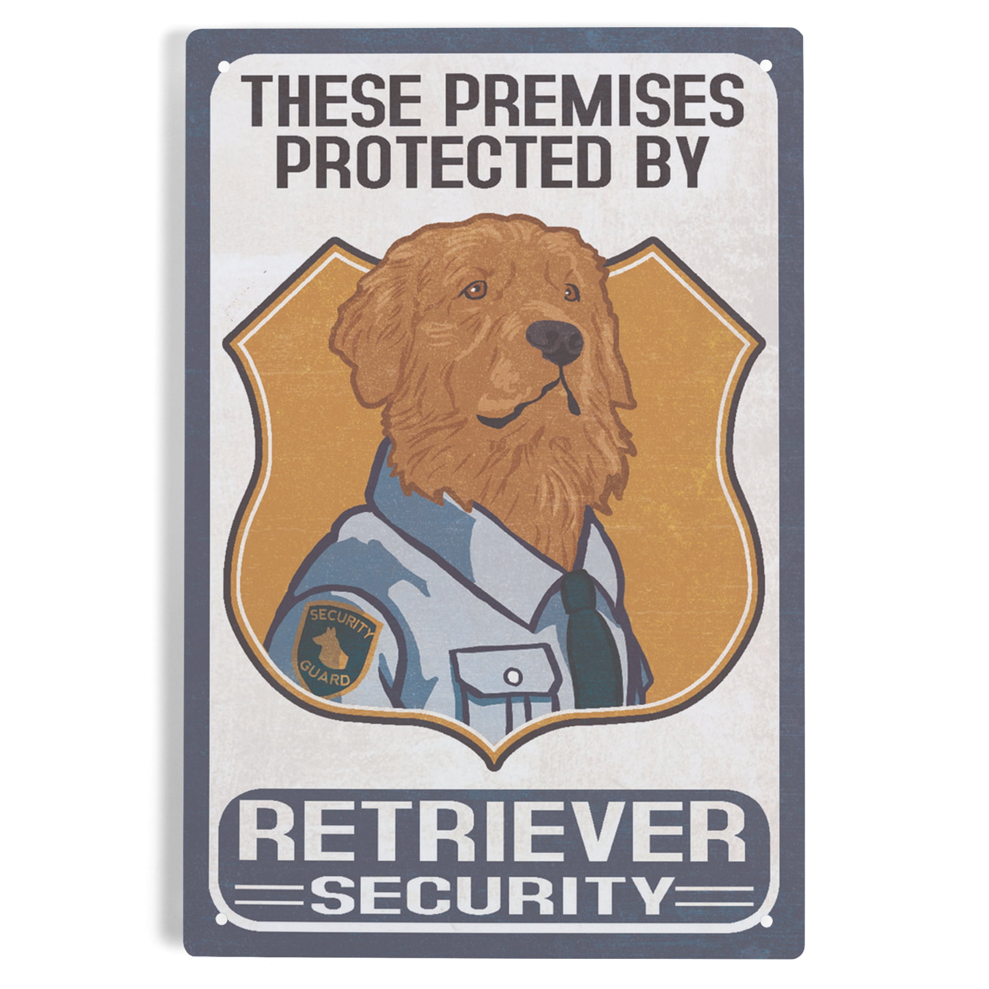Lantern Press 6x9 Inch Metal Sign, Golden Retriever Security, Dog Sign ...