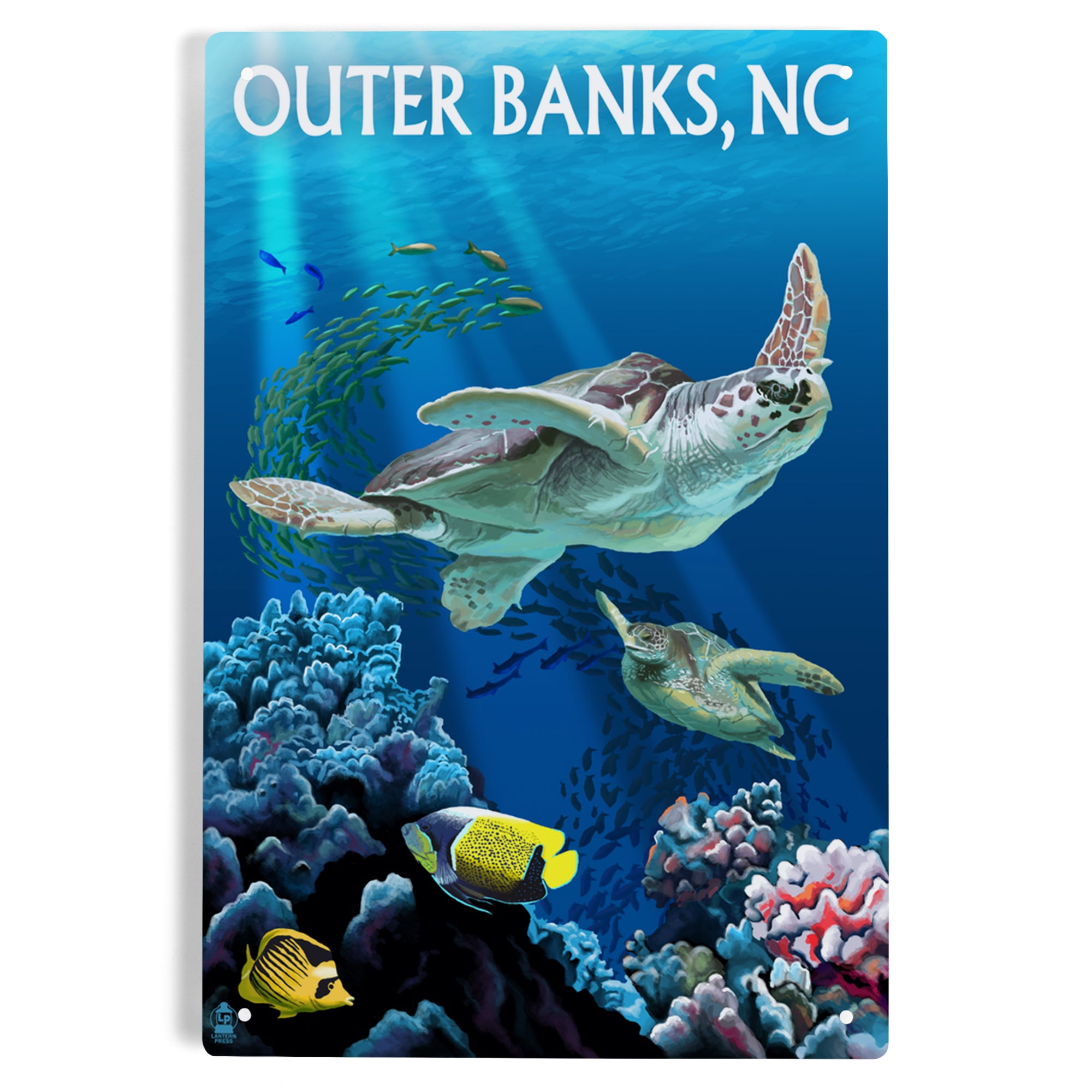 Lantern Press 6x9 Inch Metal Sign, Outer Banks, North Carolina, Sea ...