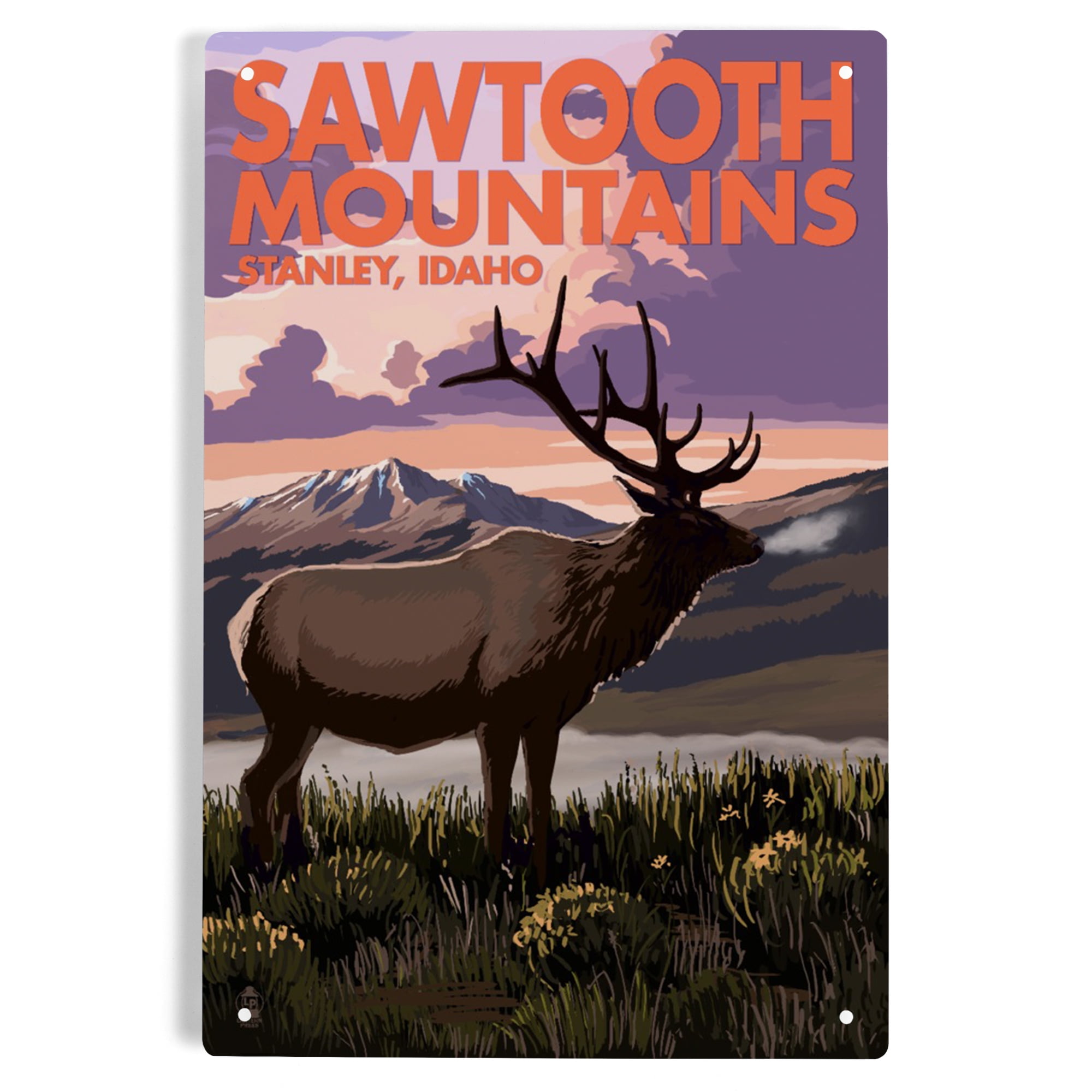 Lantern Press 6x9 Inch Metal Sign, Stanley, Idaho, Sawtooth Mountains ...