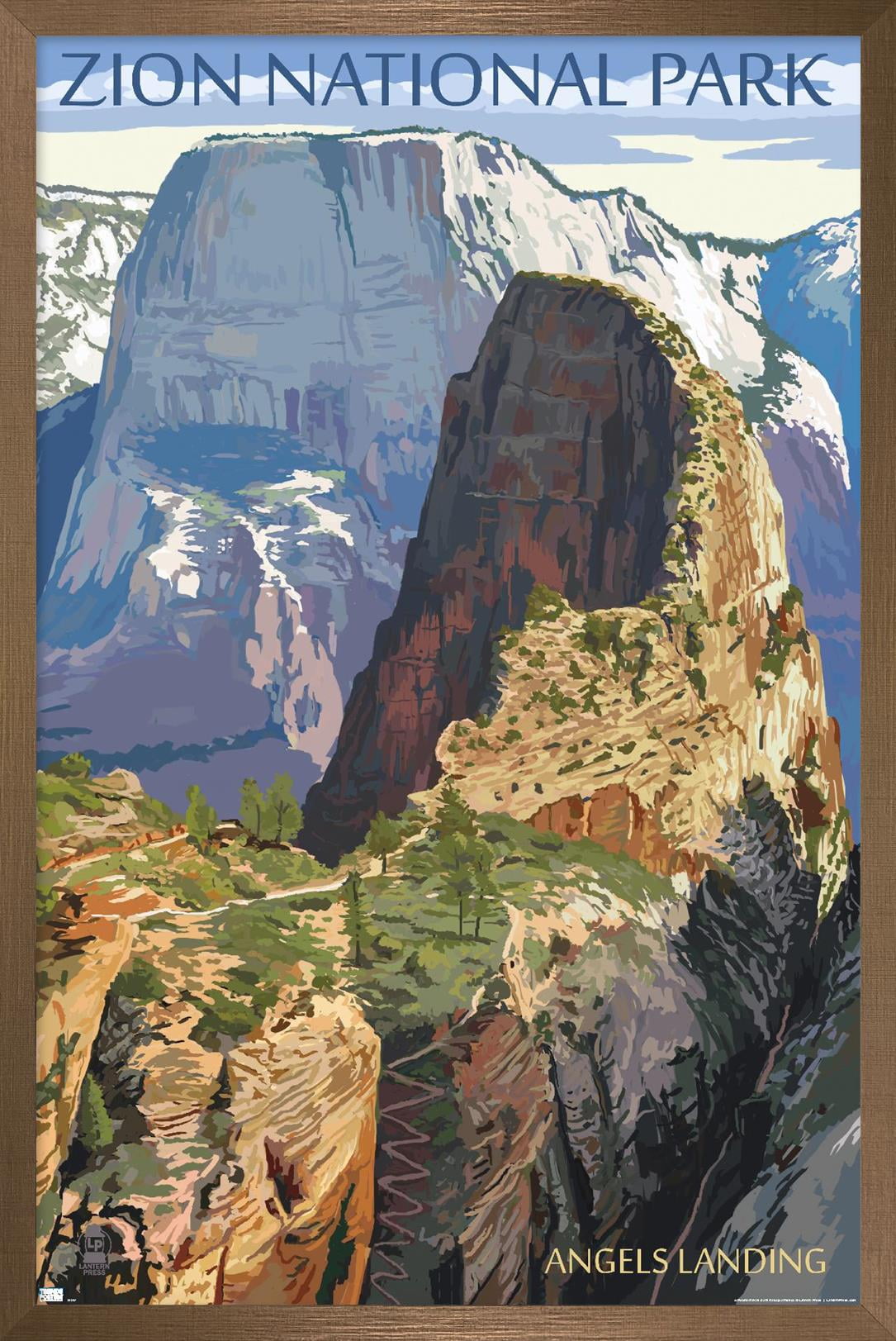 Lantern Press - Zion National Park, Utah, Angels Landing Wall Poster ...