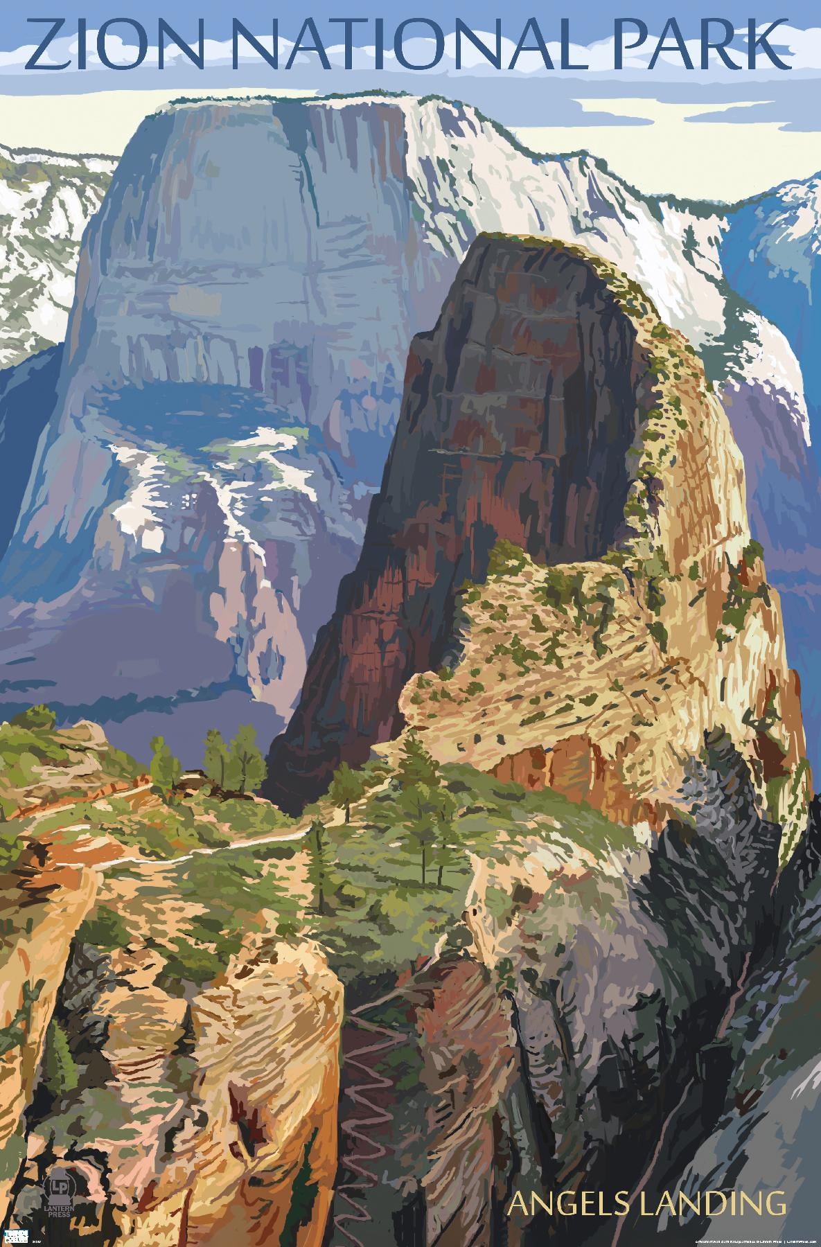 Lantern Press - Zion National Park, Utah, Angels Landing Wall Poster ...