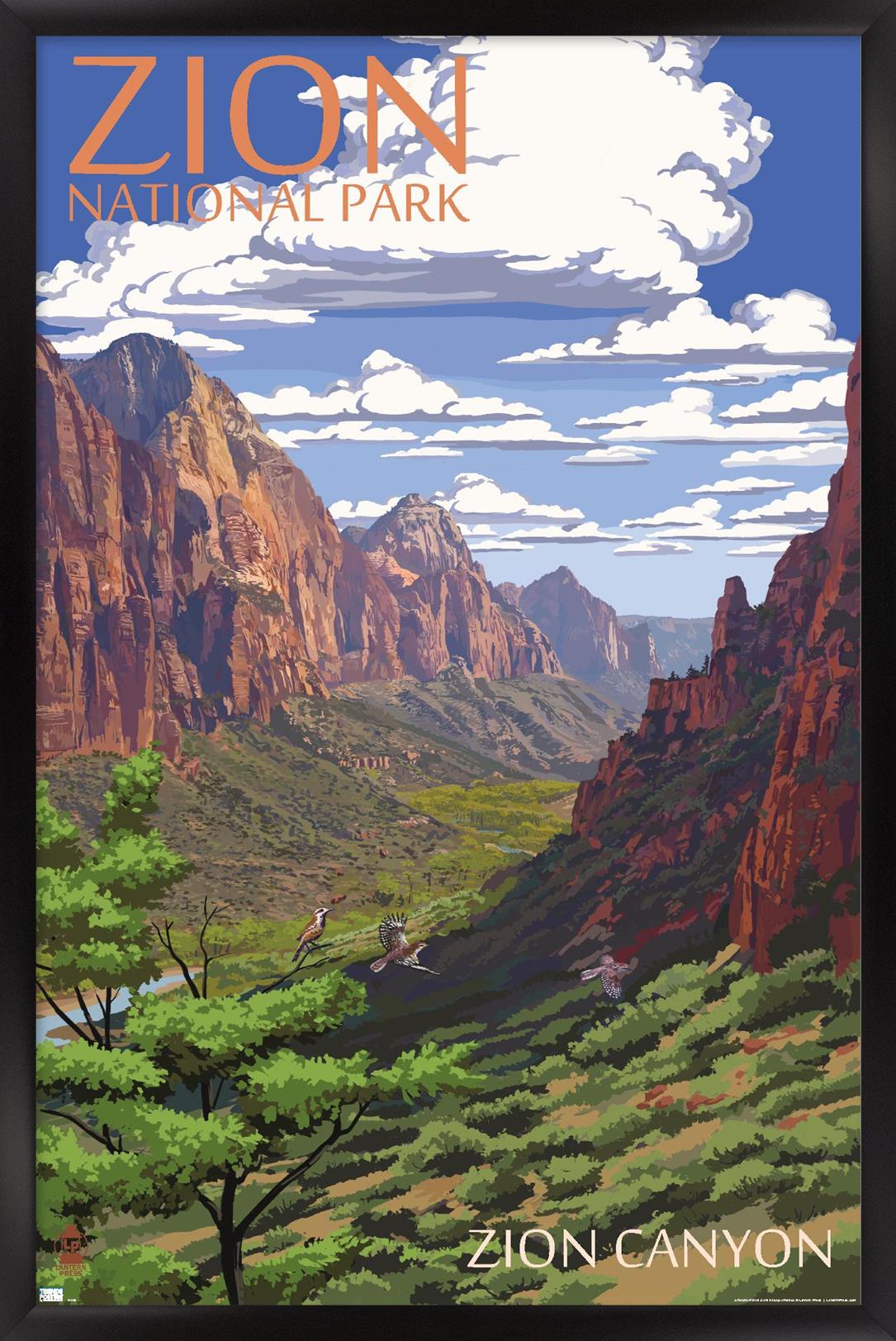 Lantern Press - Zion National Park, Utah, Zion Canyon View Wall Poster ...