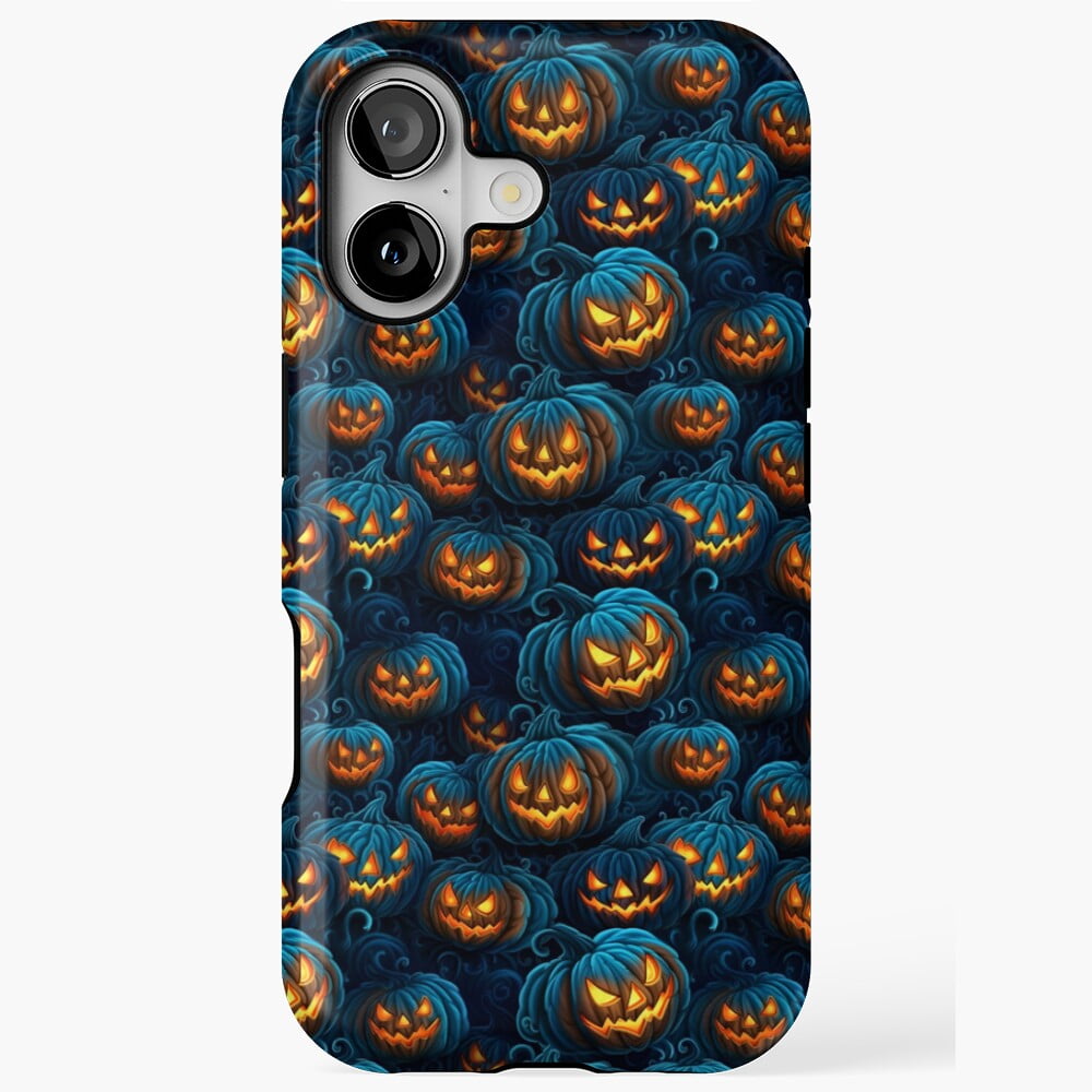 Lantern Pumpkins With Dusky Blue Theme iPhone Case 17 through 11 Pro ...