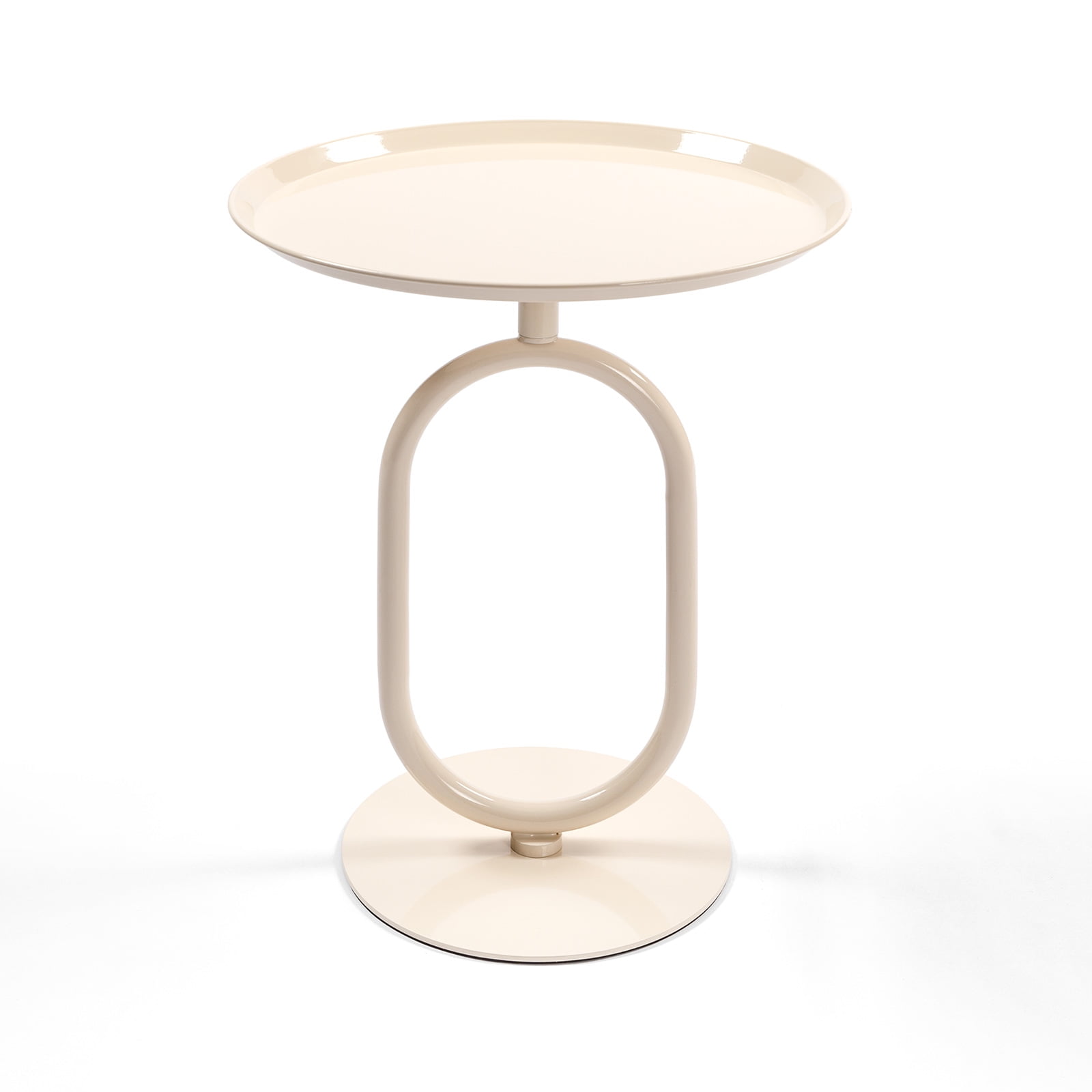 Lantern-Shaped Metal End Table: Cream White Round Side Coffee Cocktail ...