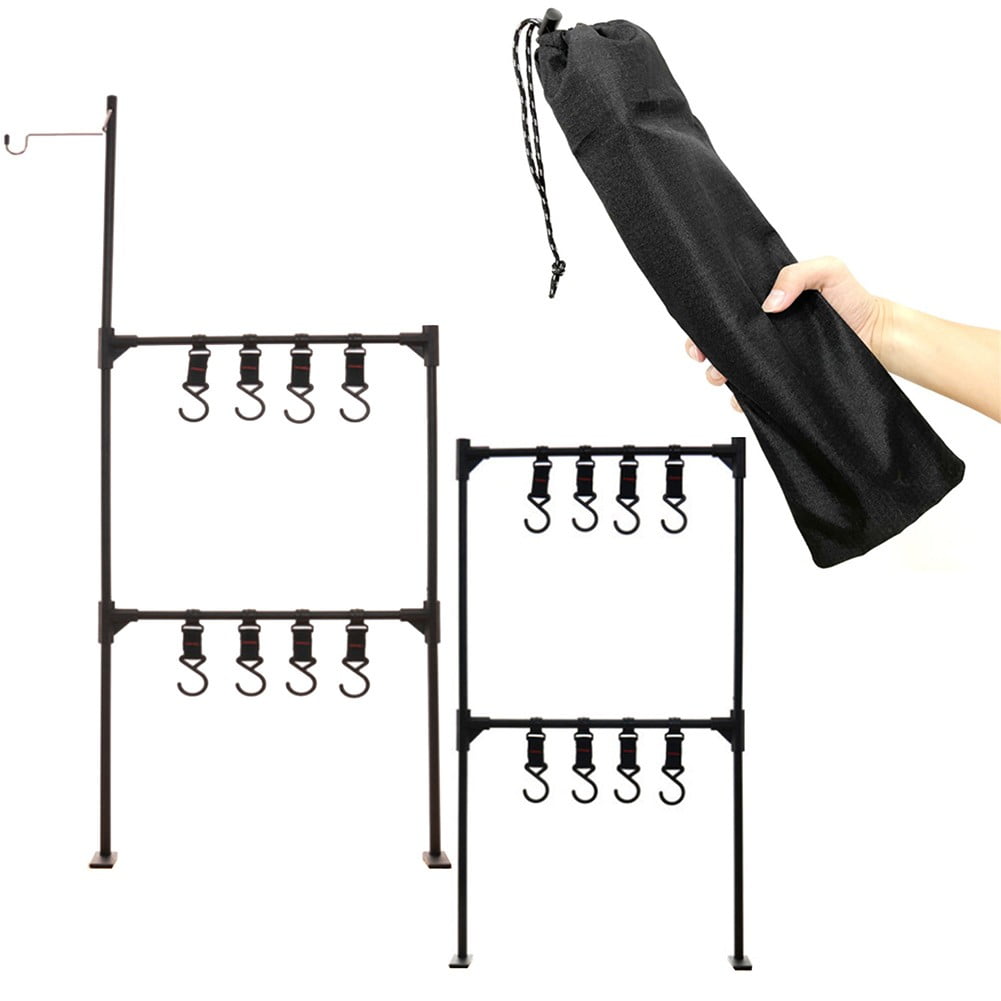 Lantern Stand Camping Tableware Double Levels Hanging Racks Table ...
