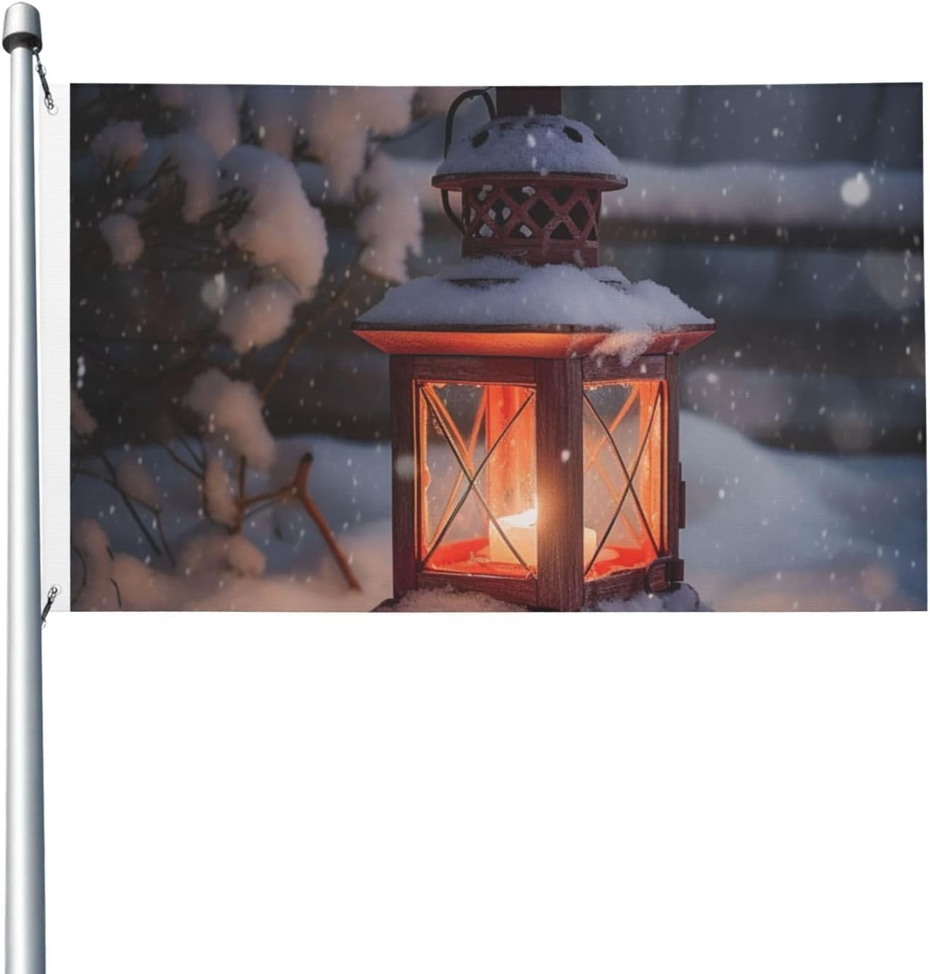 Lantern snow Flag 4.85x8 ft Flags for Outside Funny Banner Garden Flag ...