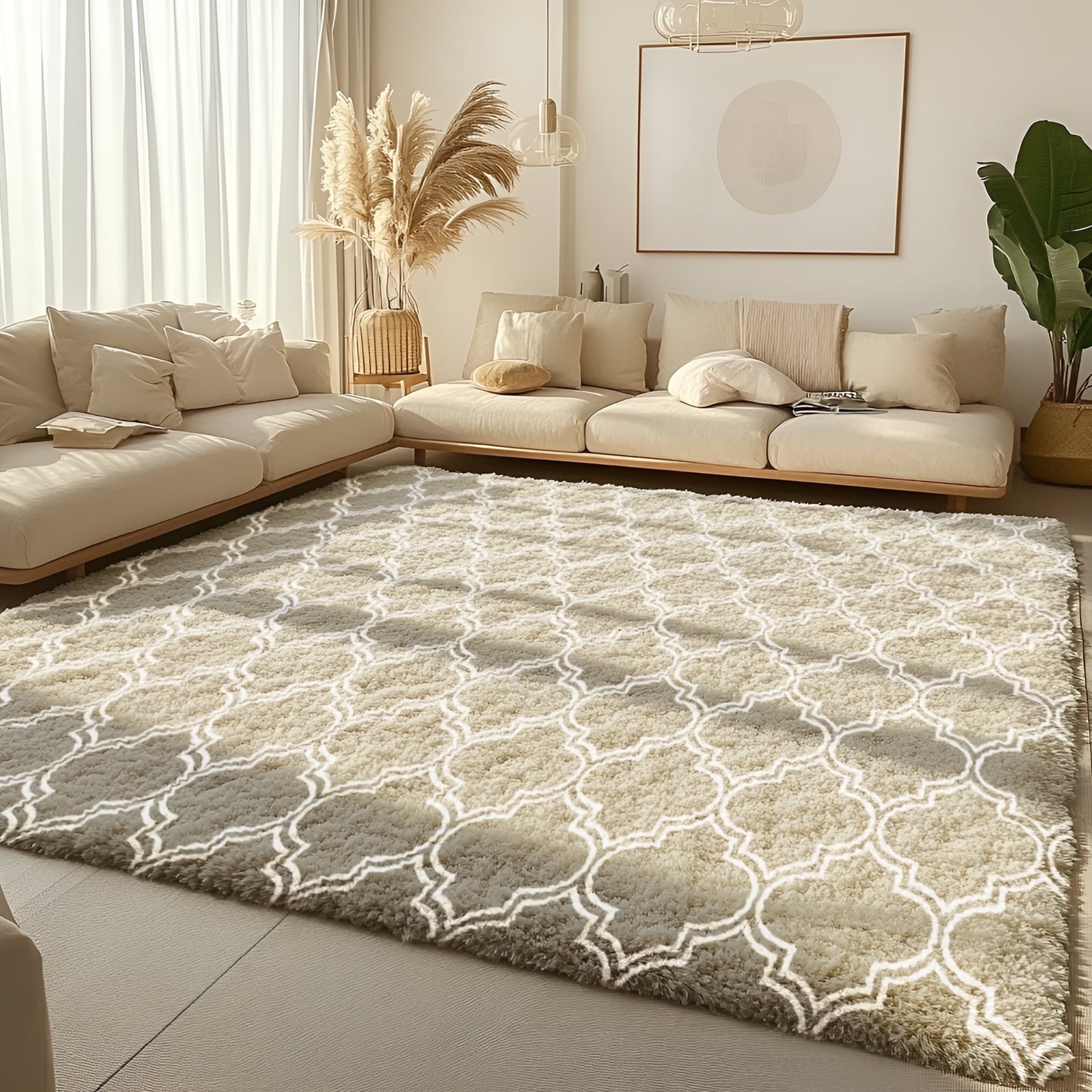 Pentantan 8ft x 10ft Geometric Shag Area Rugs for Living Room, Moroccan ...