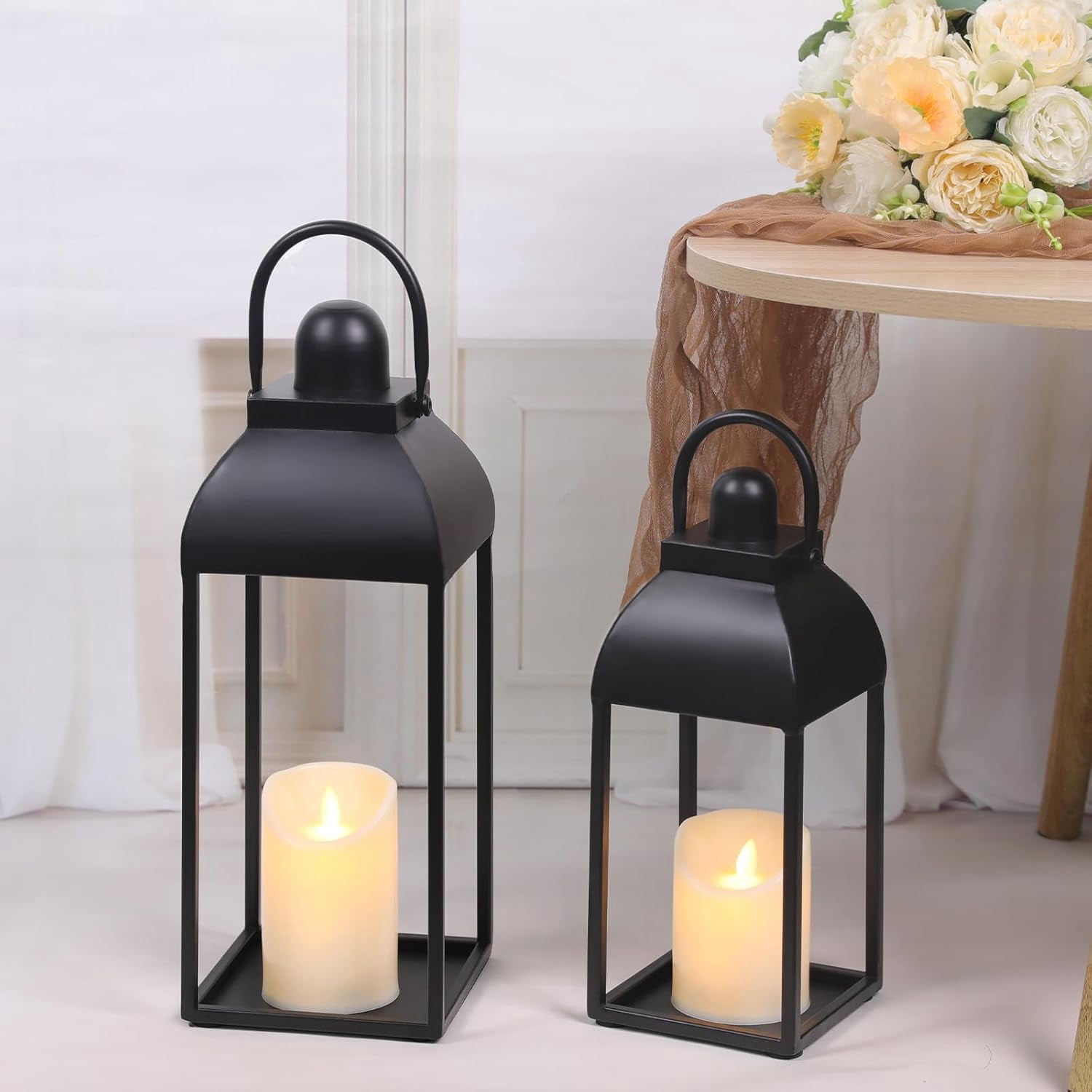 Lanterns Decorative Outdoor Indoor, Black Metal Outdoor Lanterns, 17 ...