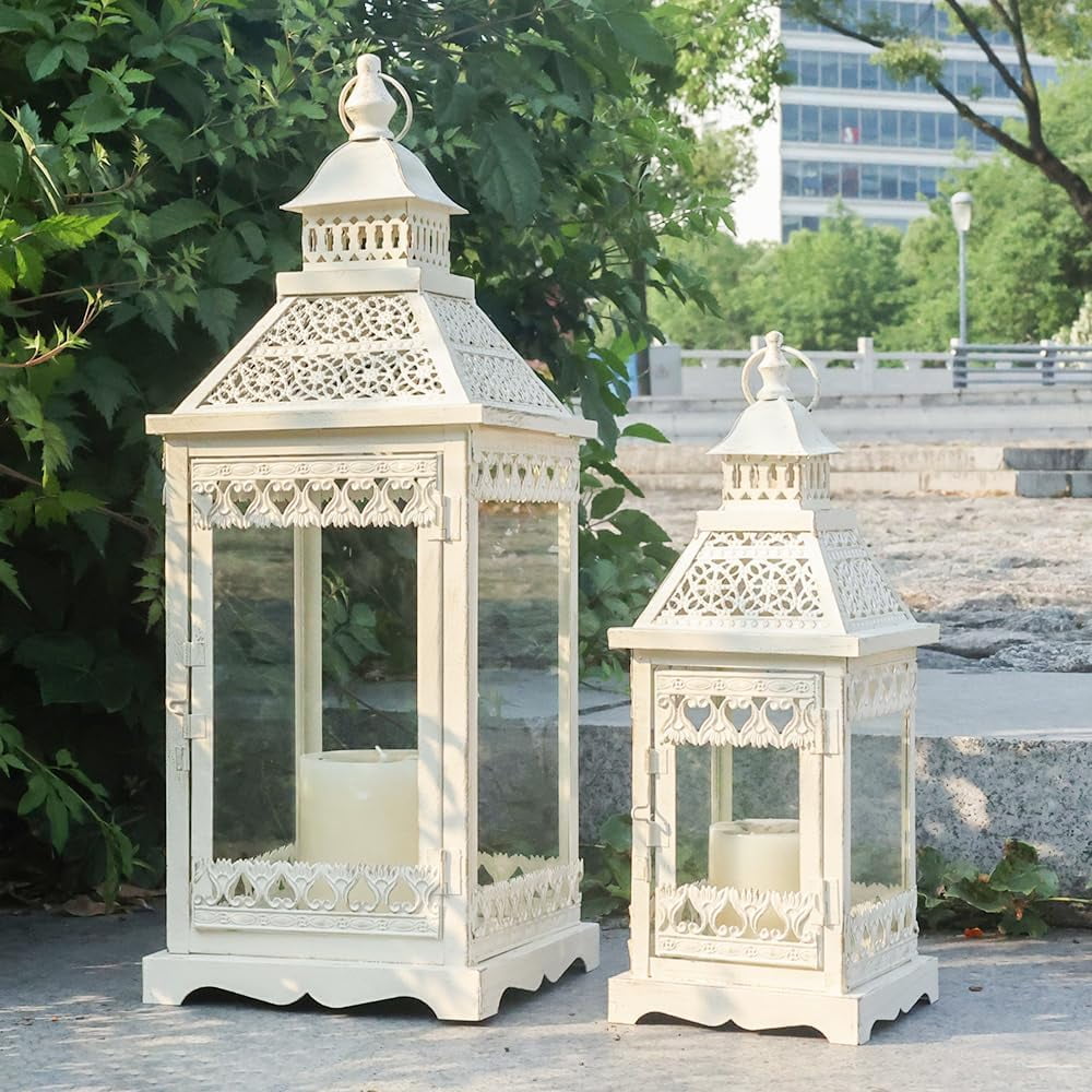 Lanterns Decorative Outdoor & Indoor, Set of 2 Outdoor Lanterns for ...
