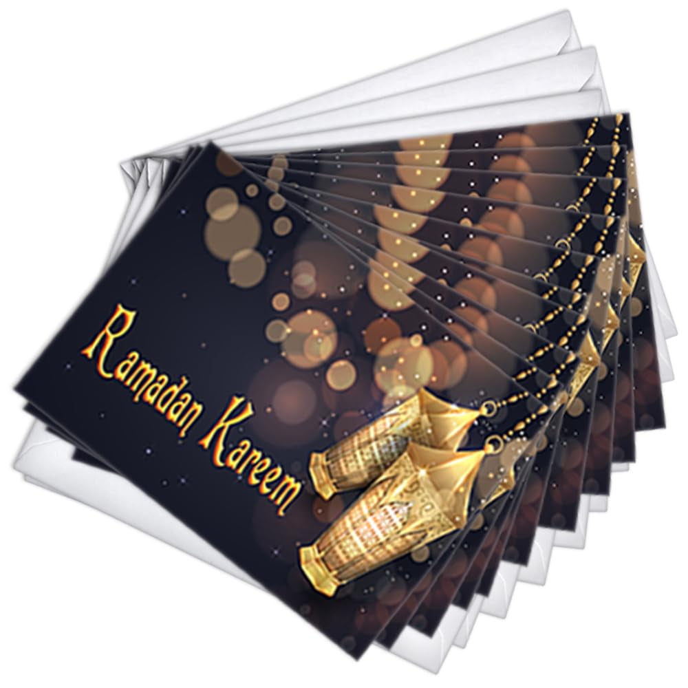 Lanterns Ramadan/Eid Mubarak Greeting Cards | 20 Pack Bulk Set (5x7 ...